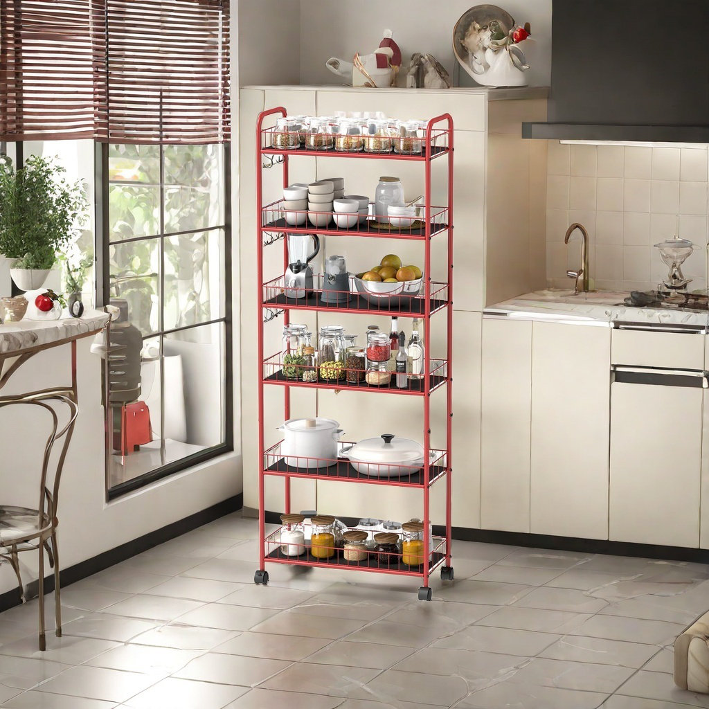 Rebrilliant 6-tier Rolling Cart, Gap Kitchen Slim Slide Out Storage ...