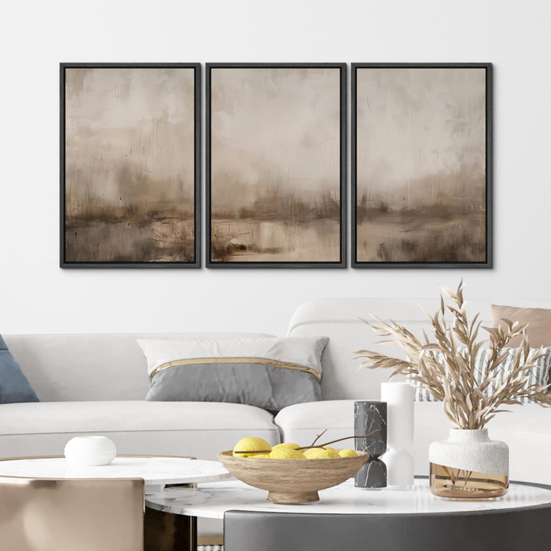 wall26 Minimalist Abstract Landscape Misty Horizons Illustration Modern ...