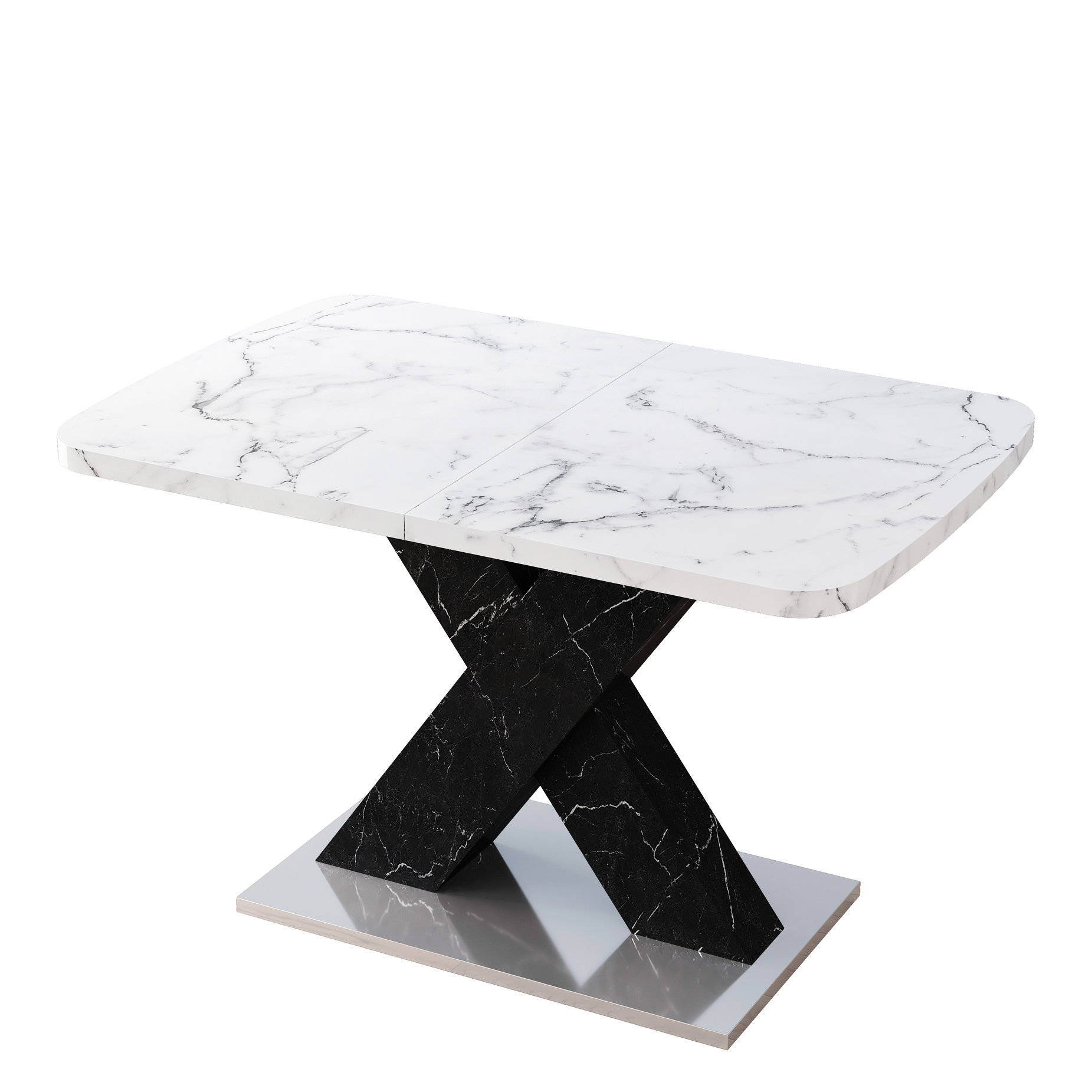 Wrought Studio™ Modern Stretchable Square Dining Table - White Marble ...