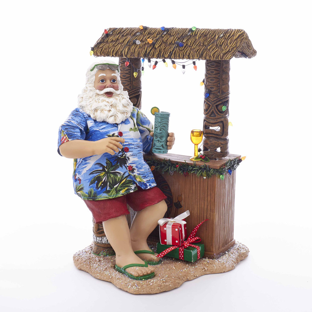 Kurt Adler Beach Santa at Tiki Bar Figurine & Reviews | Wayfair
