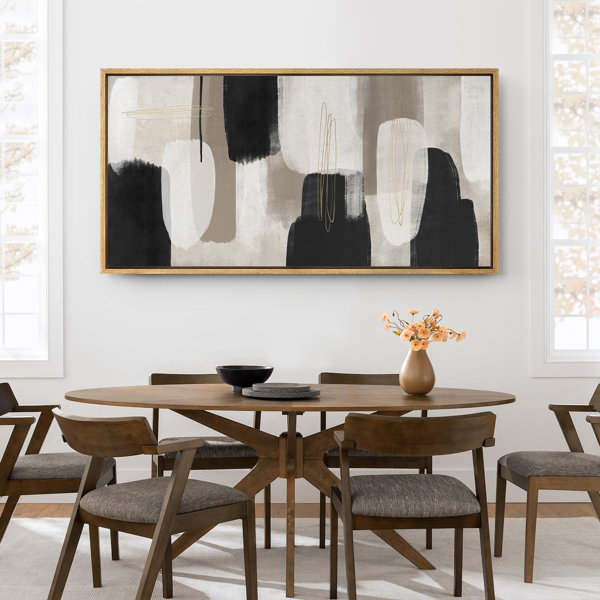 wall26 Black and White Abstract Gold Line Modern Contemporary - Extra ...