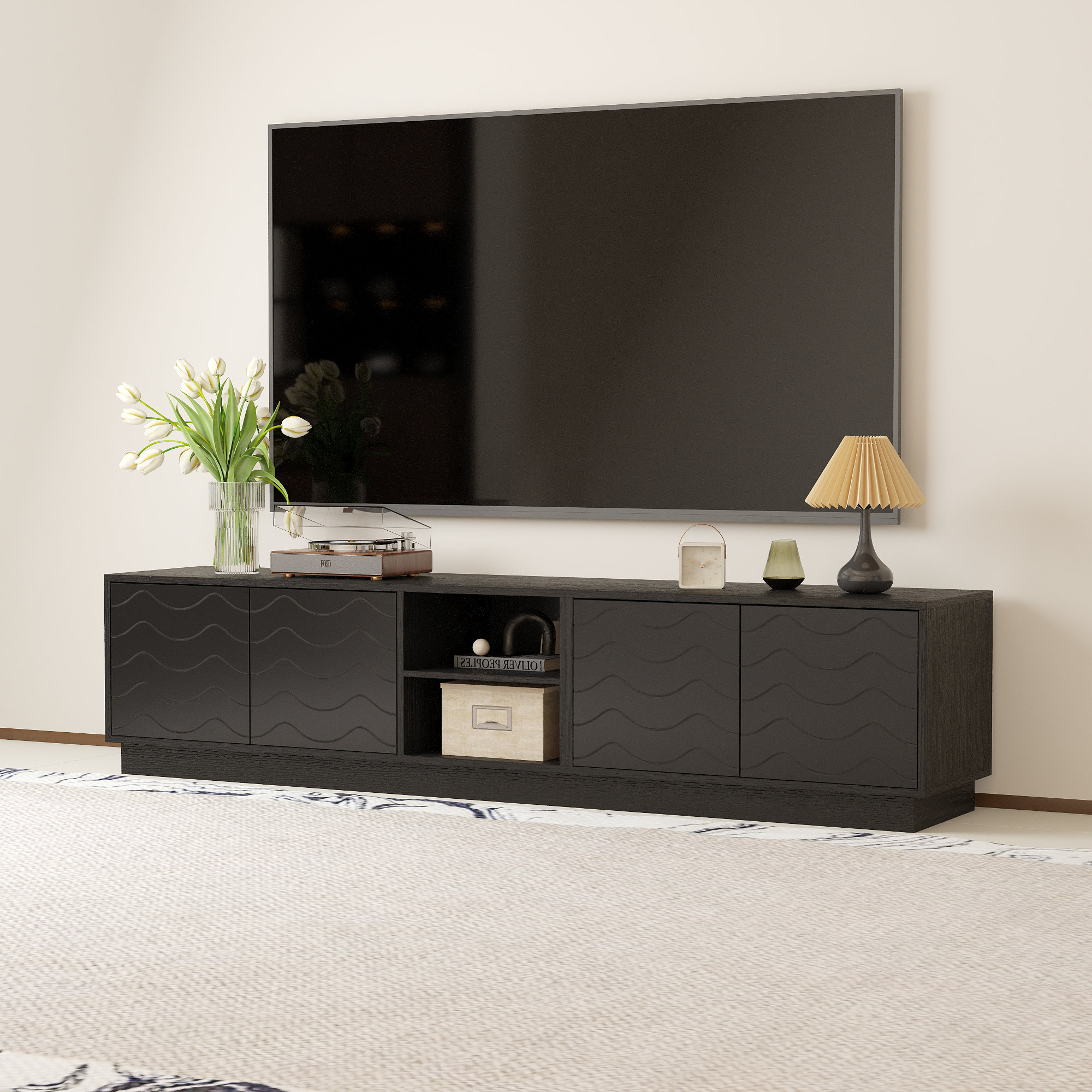 Ebern Designs 4-Door 2-Shelf TV Stand With Modern Design | Wayfair