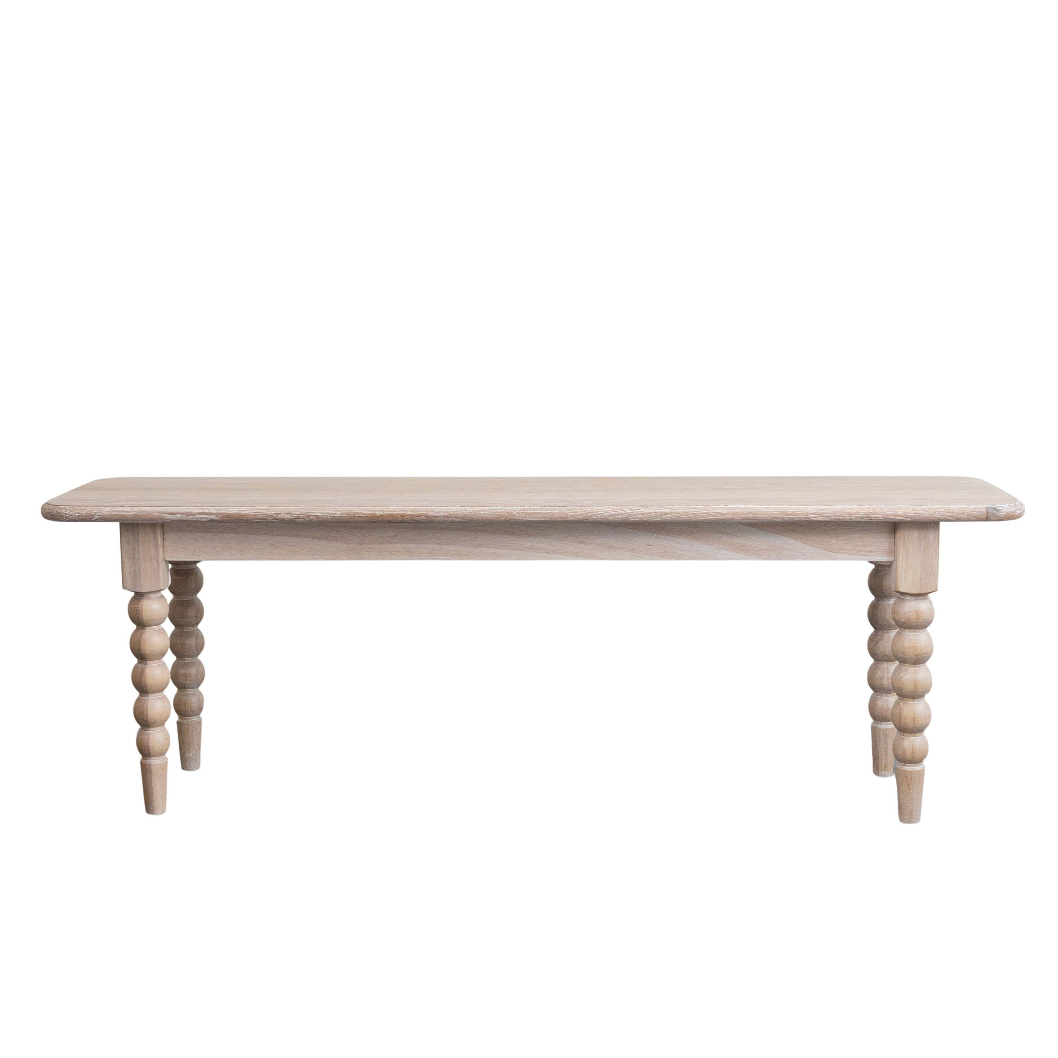 Canora Grey Rubberwood And Oak Wood Veneer Bench With Turned Legs ...