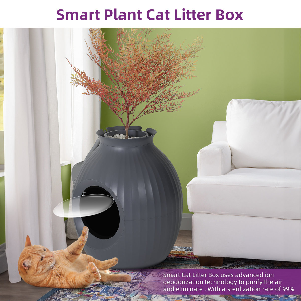 Tucker Murphy Pet™ Hidden Plant Litter Box Furniture with Smart Odor ...