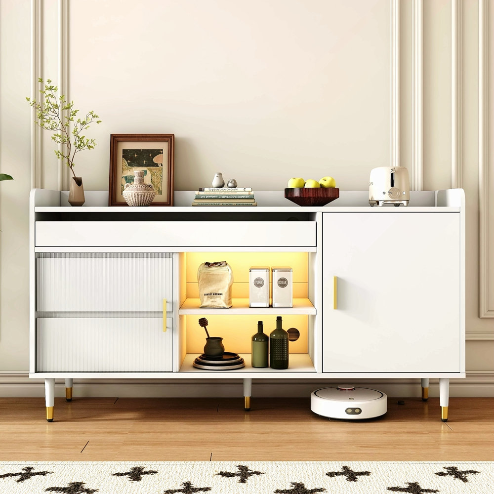Metro Lane Sideboard With Glass Sliding Doors And LED Lighting ...