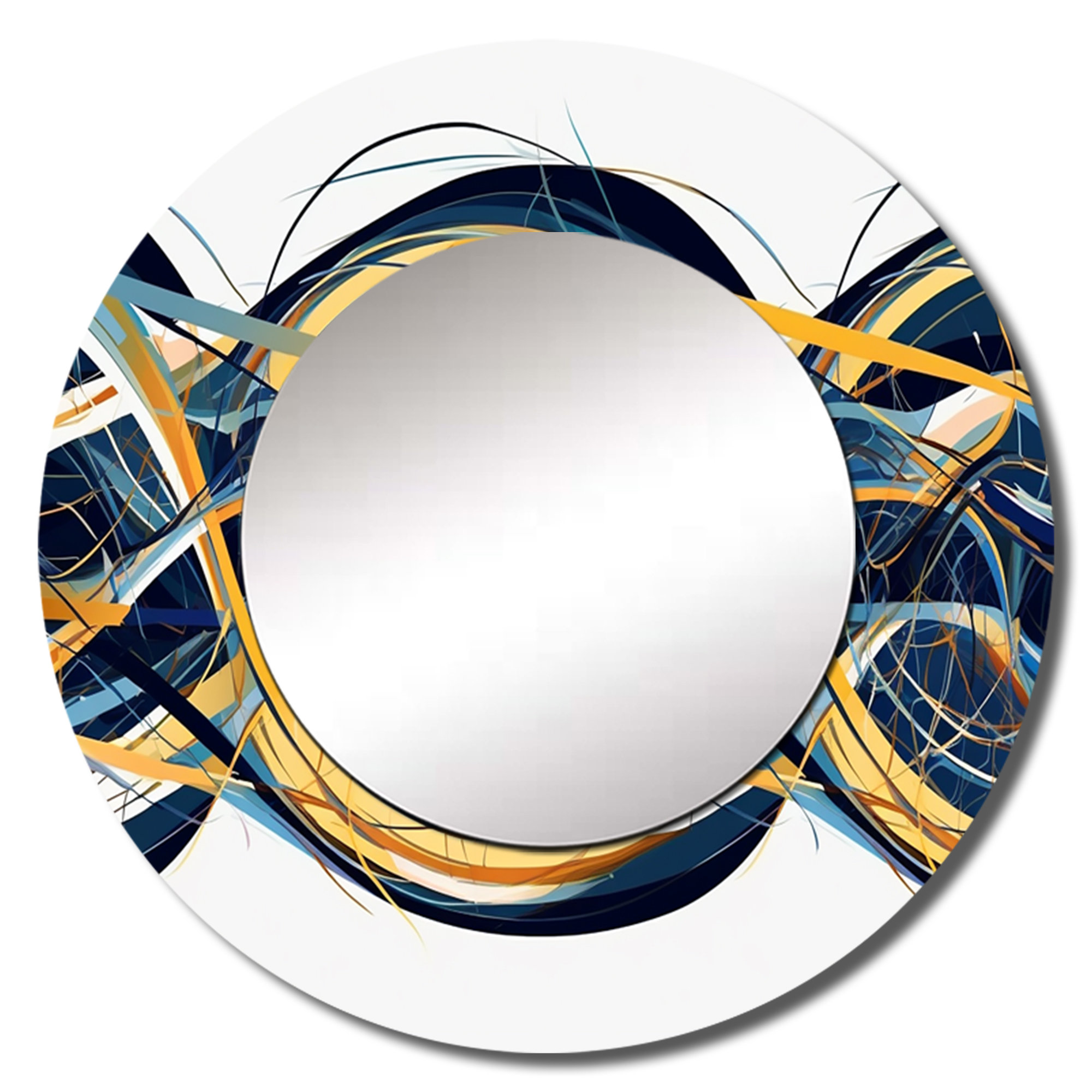 East Urban Home Helix Expression Abstract Blue - Modern Waves Round ...