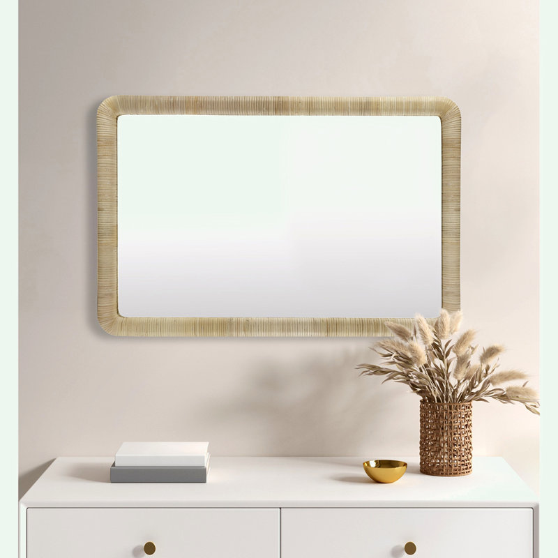 Bayou Breeze Natural Rattan Rectangle Wall Mirror | Wayfair