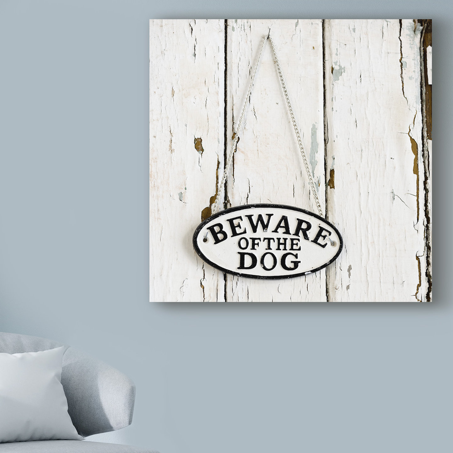 Ebern Designs 'Beware of the Dog Sign on Antique Door' Photographic ...