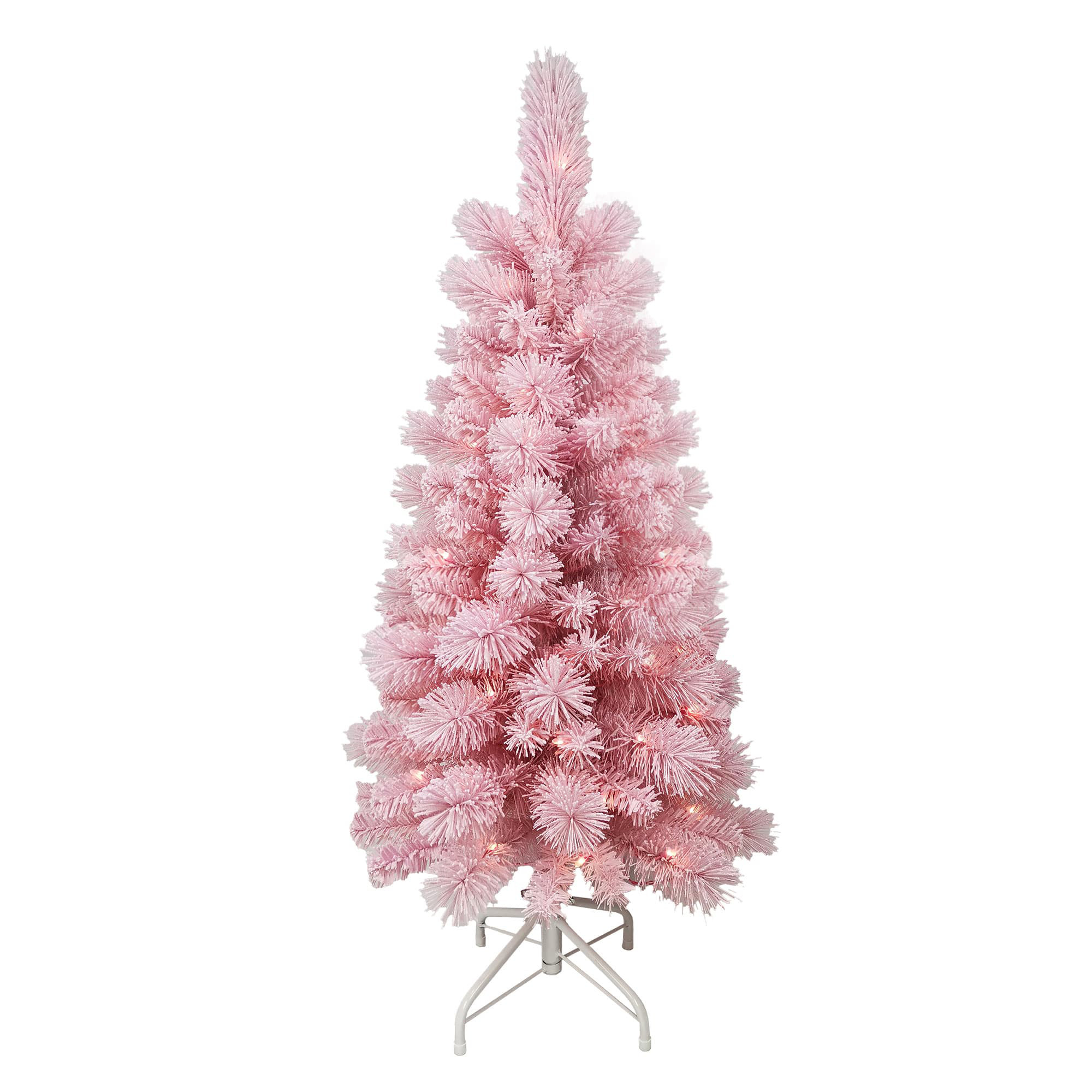 The Holiday Aisle® 4ft Pre-lit Flocked Pink Tree | Wayfair