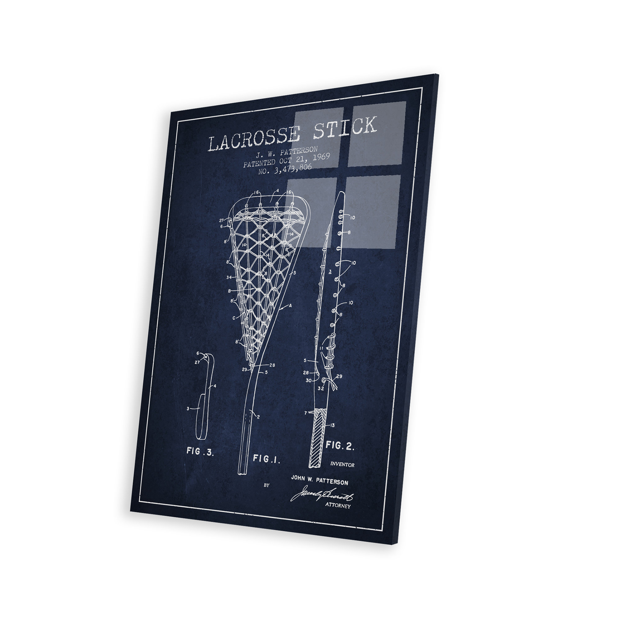 17 Stories Lacrosse Stick Navy Blue Patent Blueprint Print On Acrylic ...