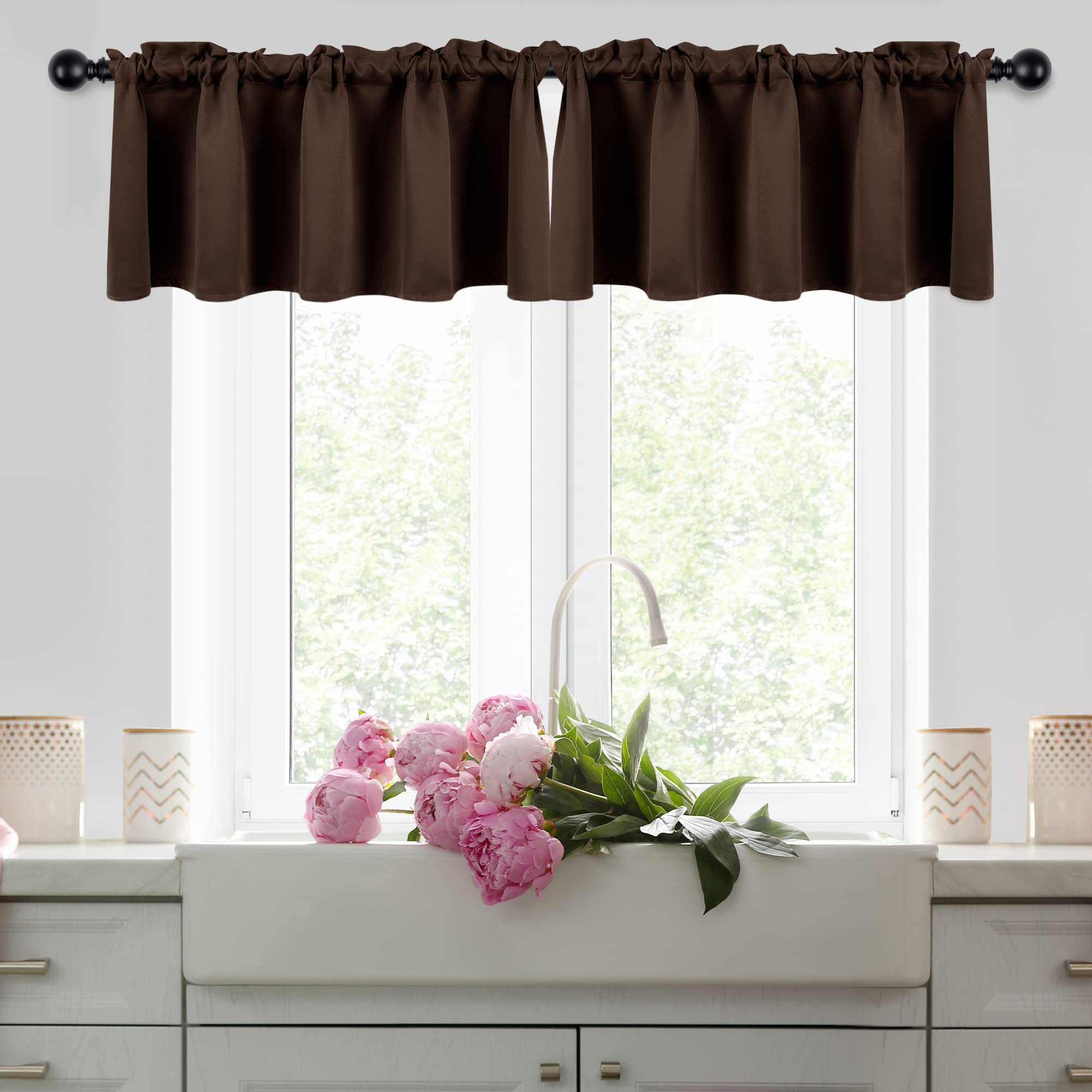 Ebern Designs Rod Pocket Light Blocking Kitchen Valances for Window, 1 ...