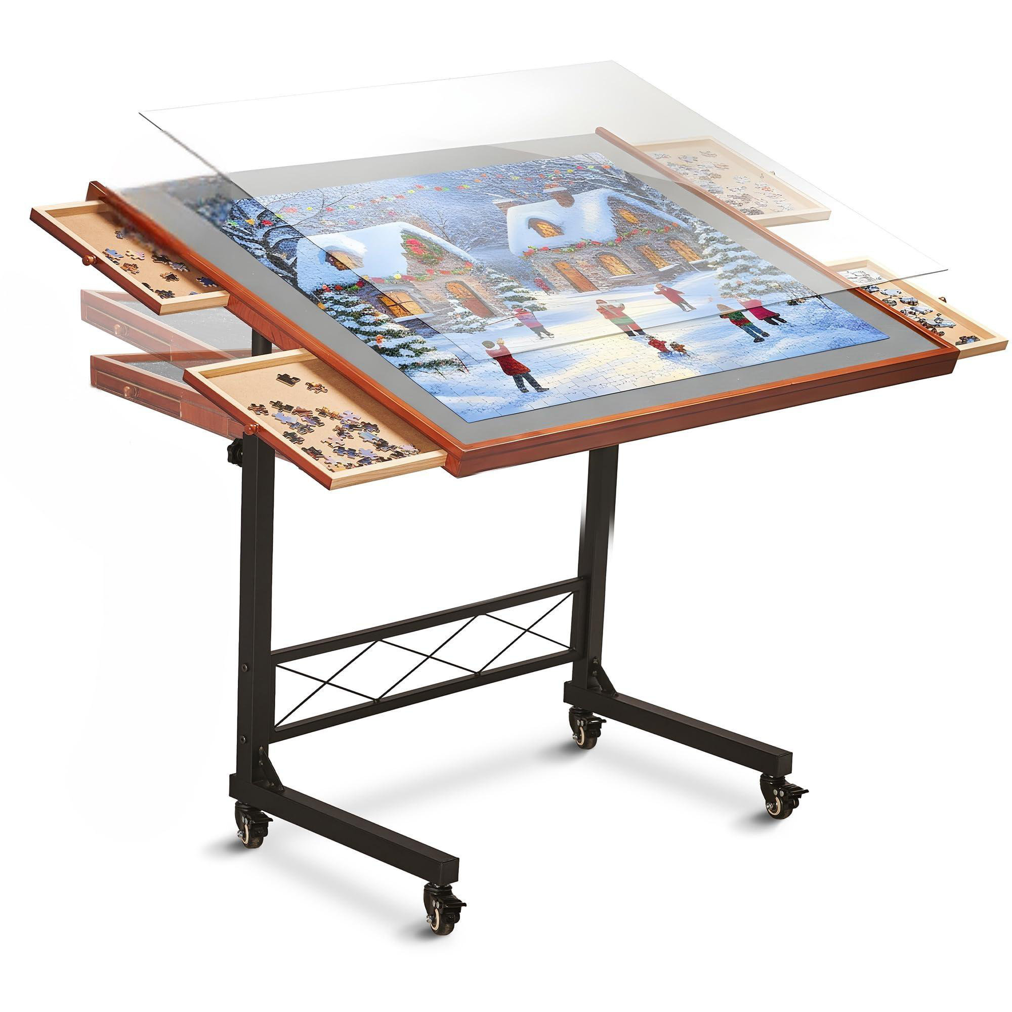Runbang Jigsaw Puzzle Table/Rolling Desk - 1500 Piece Puzzle Board ...