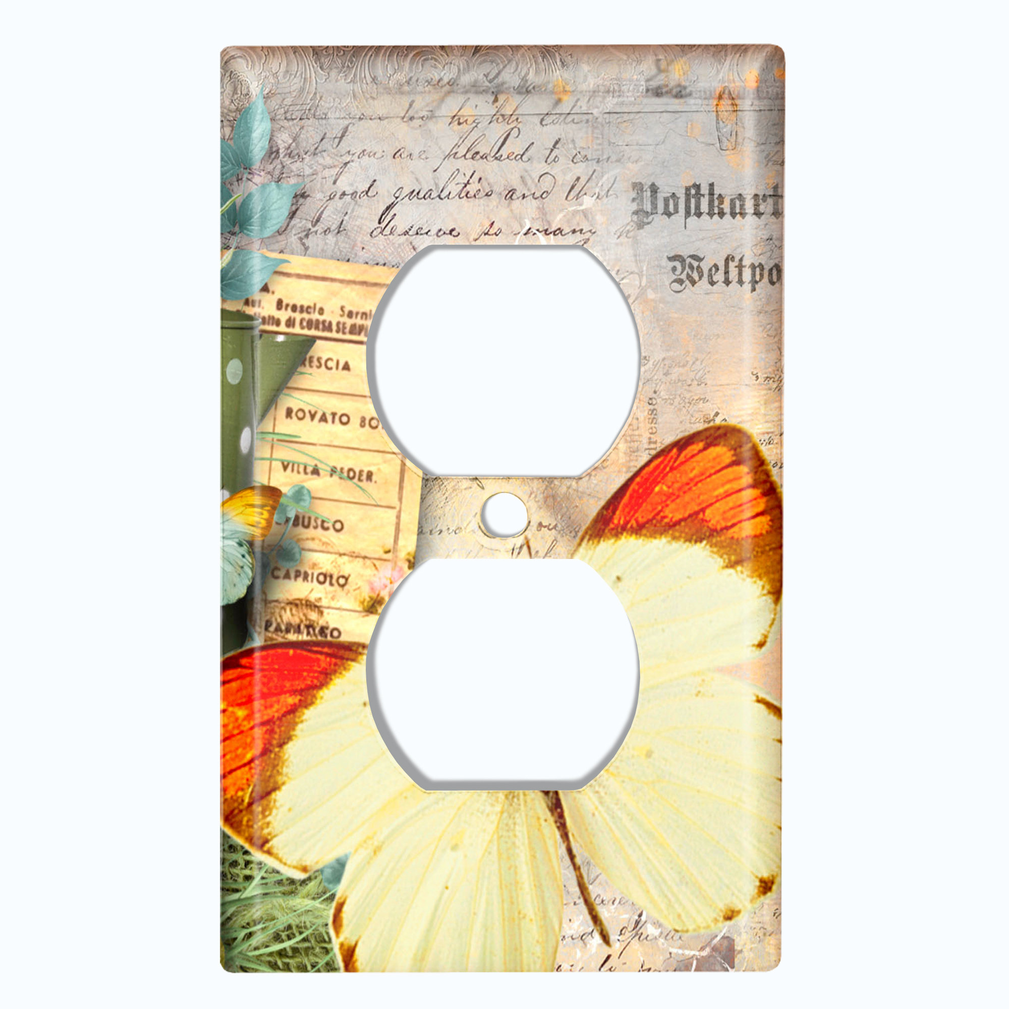 WorldAcc Metal Light Switch Plate Outlet Cover (Butterfly Apple Leaves ...