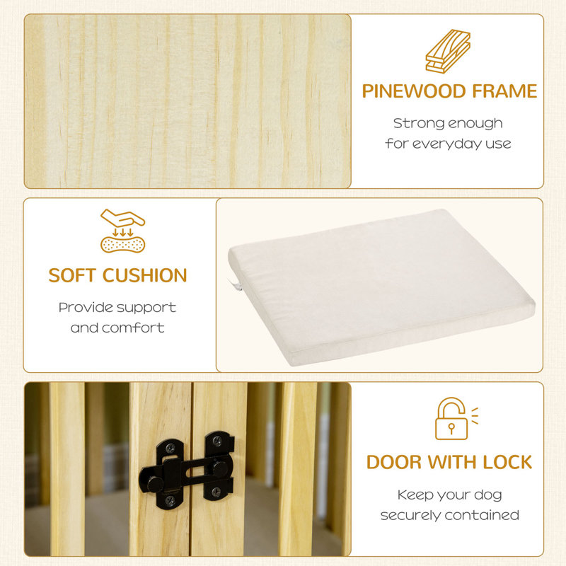 Tucker Murphy Pet™ Wooden Dog Crate Furniture With Cushion, Dog Kennel ...