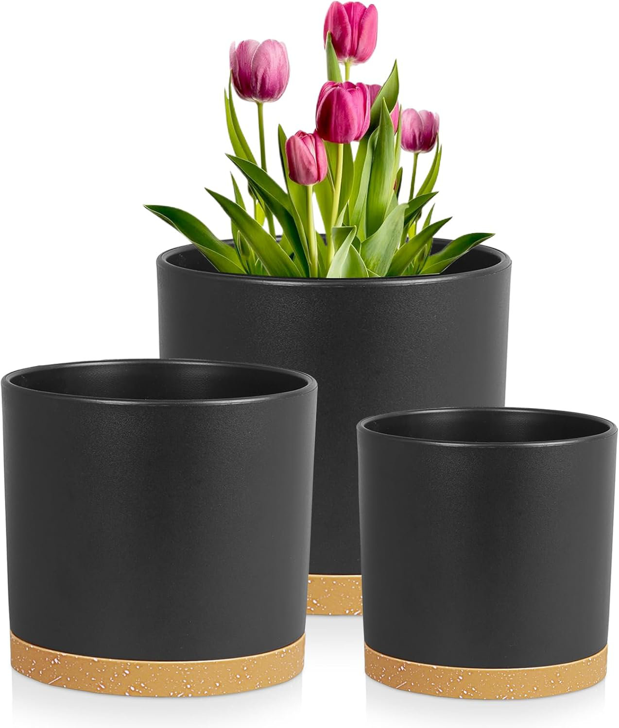 Latitude Run® 8/7/6 inch Plant Pots, 3 Pack Cylinder Flower Pots for ...