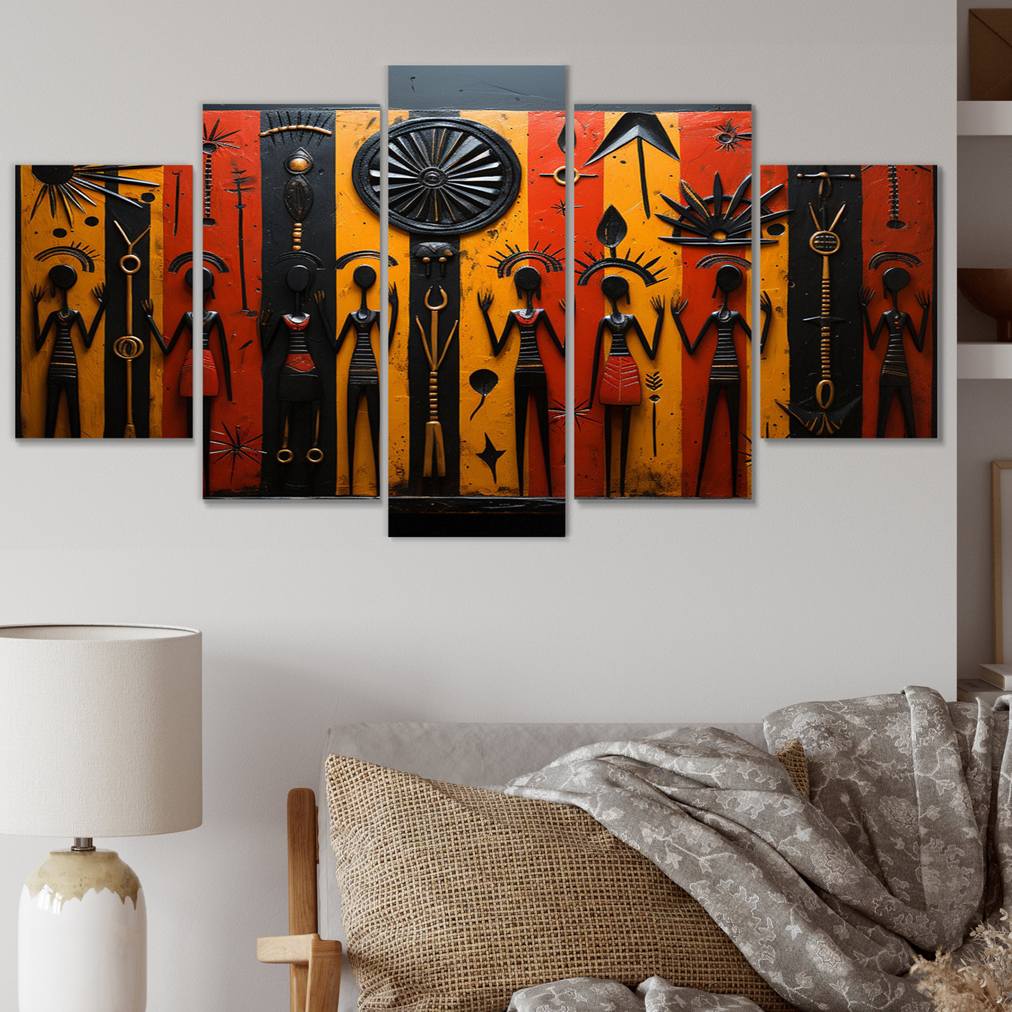 Union Rustic African Tribal Rhythms X On Canvas 5 Pieces Print | Wayfair