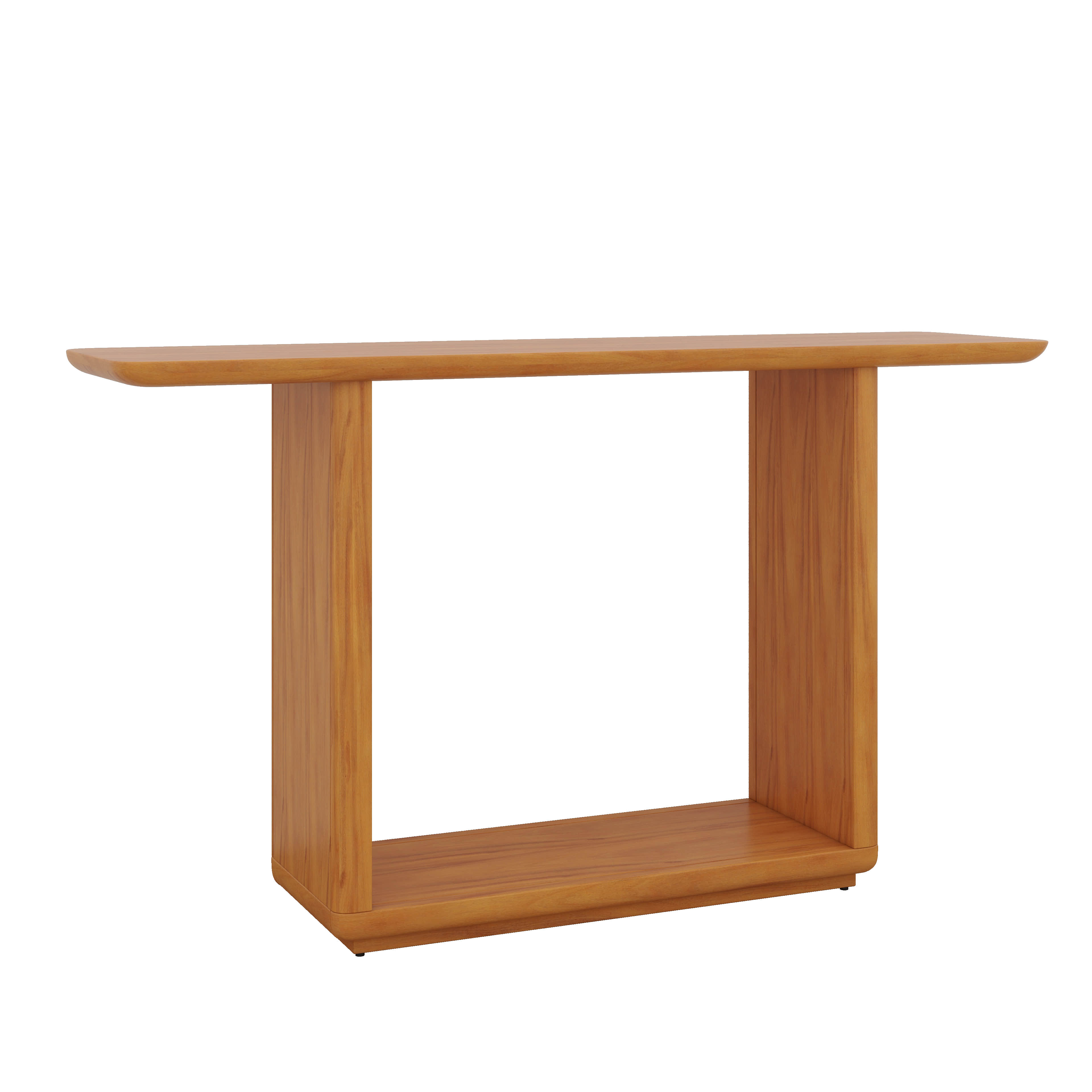 17 Stories Console Table With Curved Corners And Bottom Shelf ...