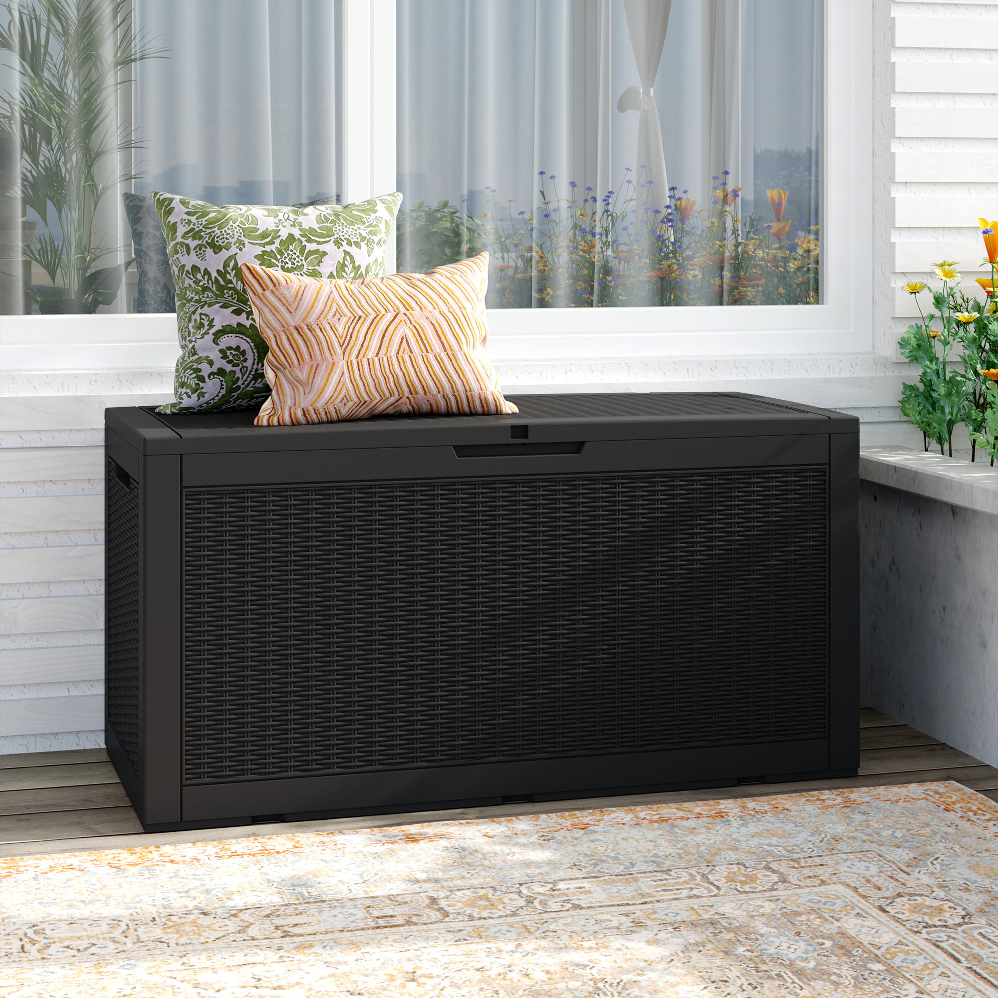 Ebern Designs Quartey 100 Gallons Water Resistant Resin Lockable Deck ...