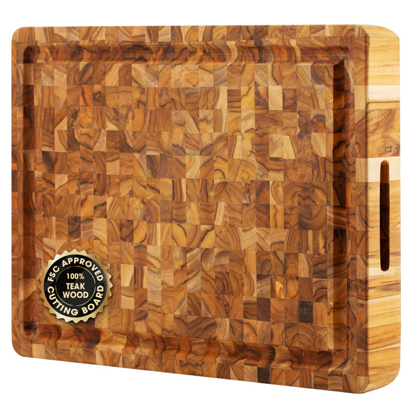 Foundry Select Anders Sturdy Teak Wood with End Grain Cutting Board ...