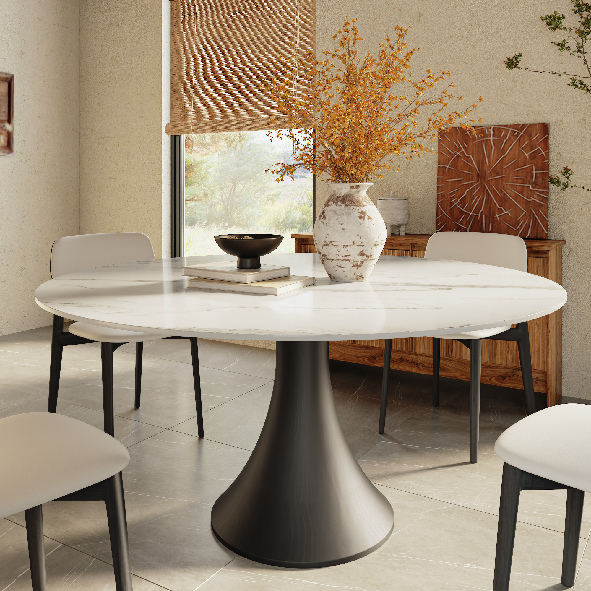Brayden Studio® Mid-Century Round For 4-8 Jacquetta With Luxurious ...