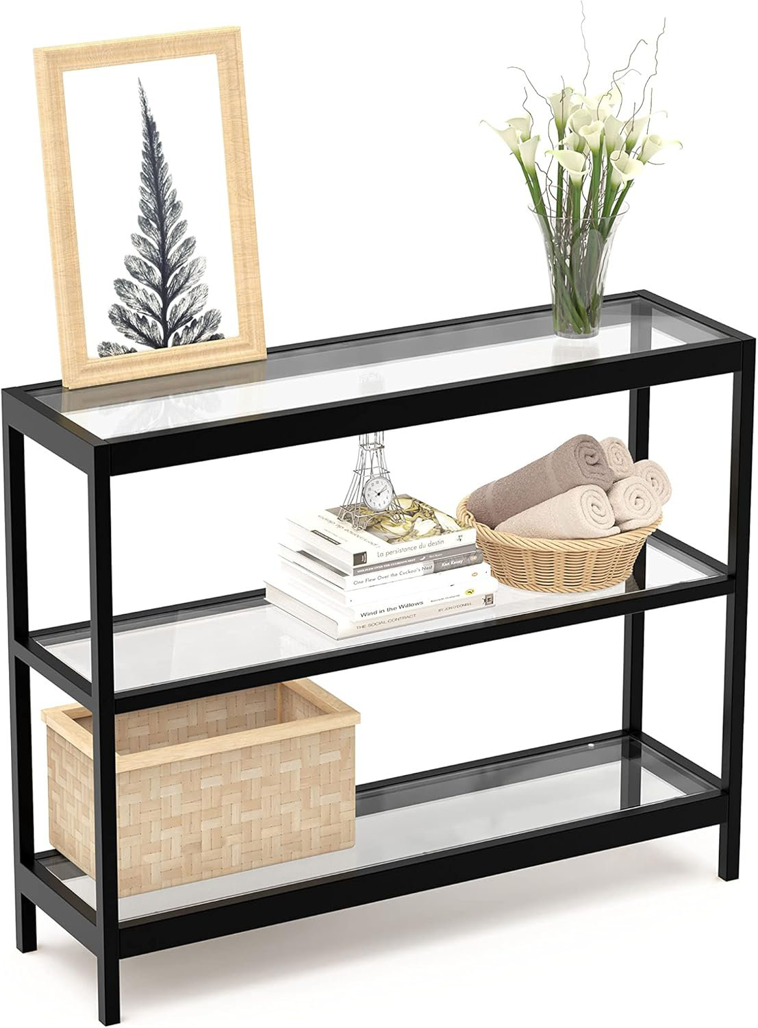 Latitude Run® Console Table, 35" Entryway Table With 3 Tiers, Open Sofa ...