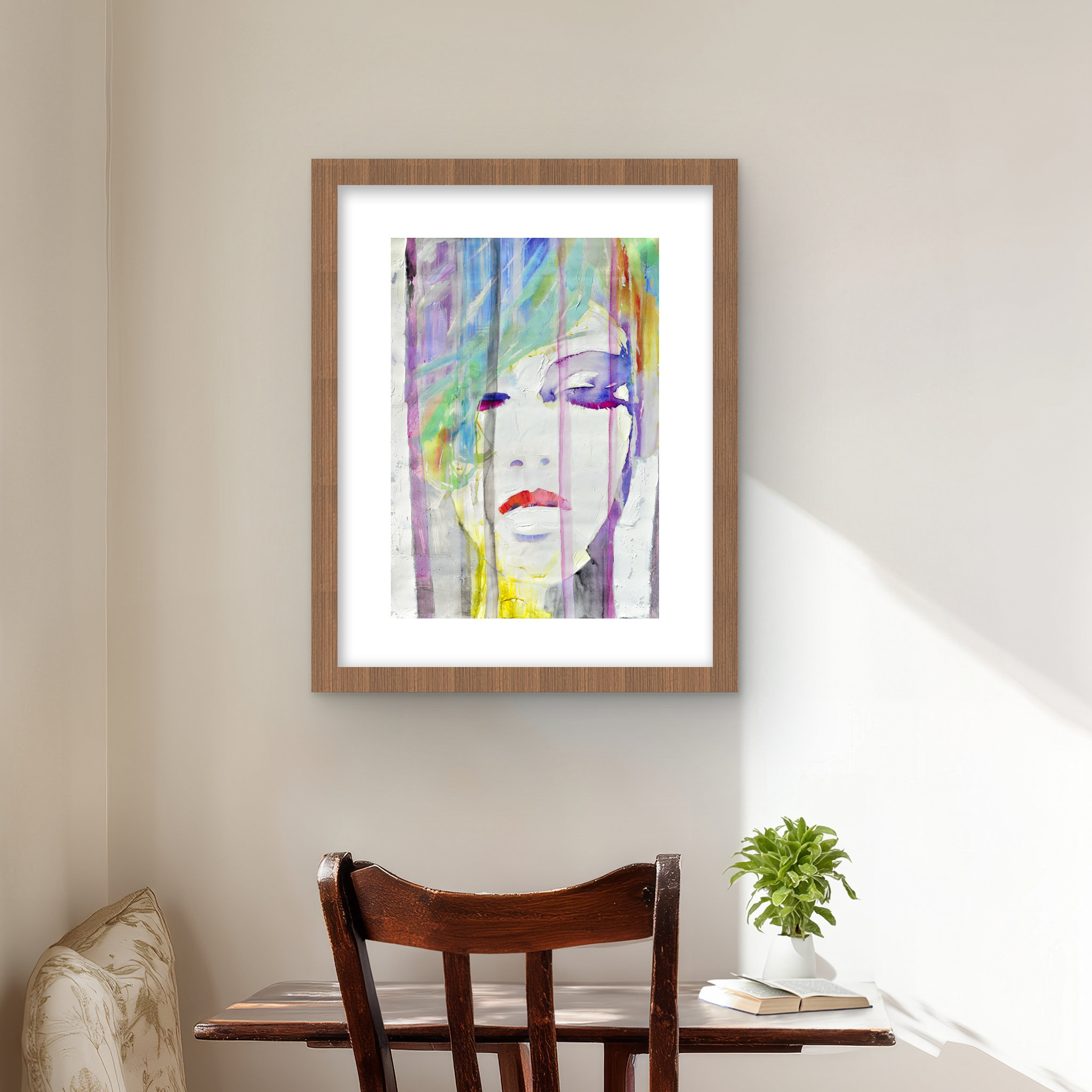 Lark Manor™ Abstract Colorful Portrait - Turquoise Framed Matted Print ...