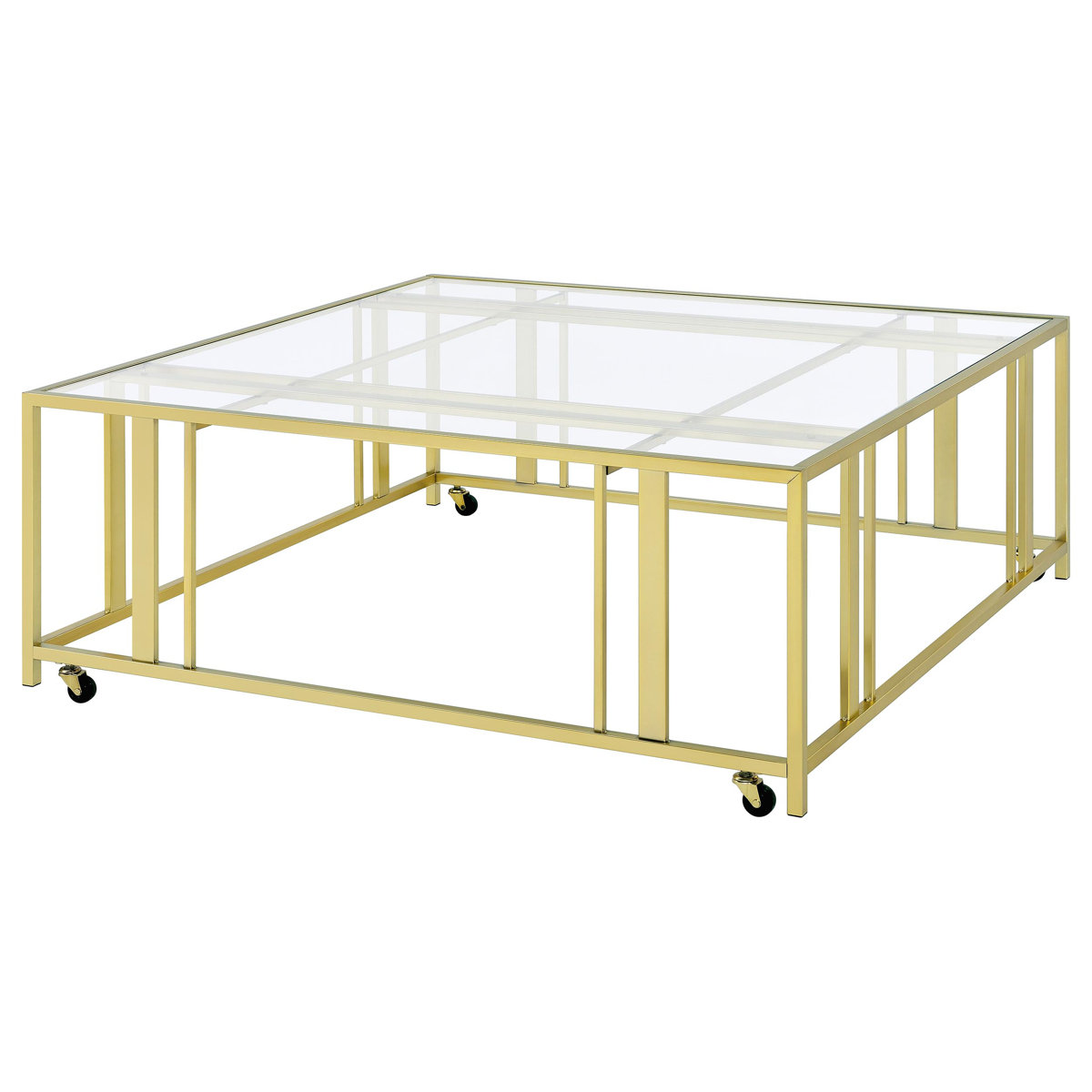 Mercer41 Traci Square Glass Top Coffee Table With Casters | Wayfair