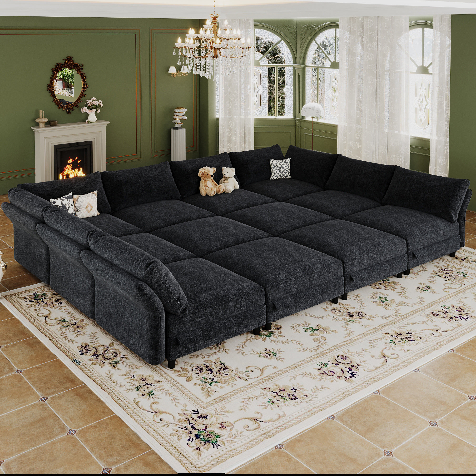 Winston Porter Oversized Sectional Sofa 12 Seater Sleeper Deep Seat ...