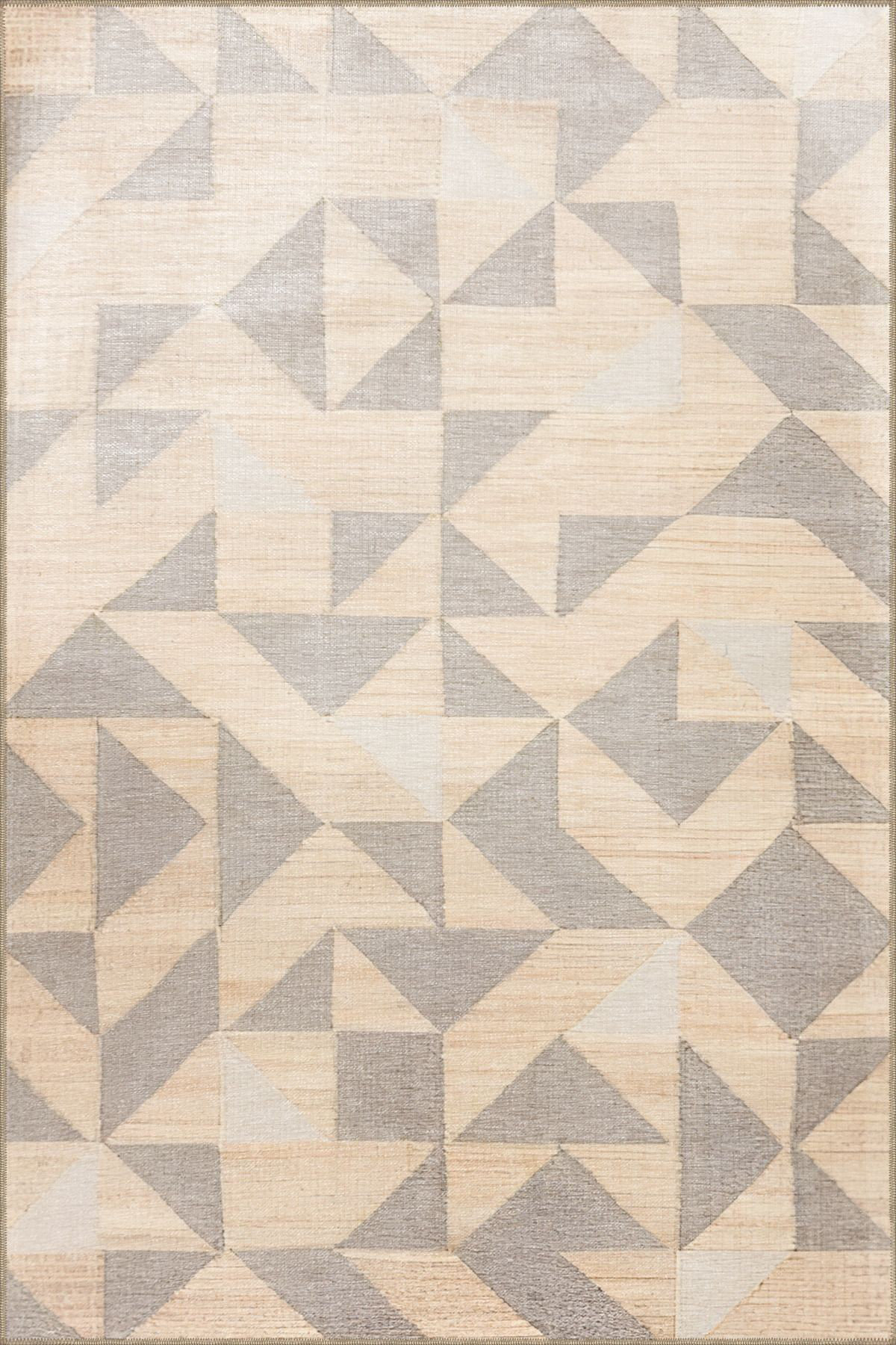 Jaselius Home Beige Themed Triangle Geometric Pattern Modern Decorative ...
