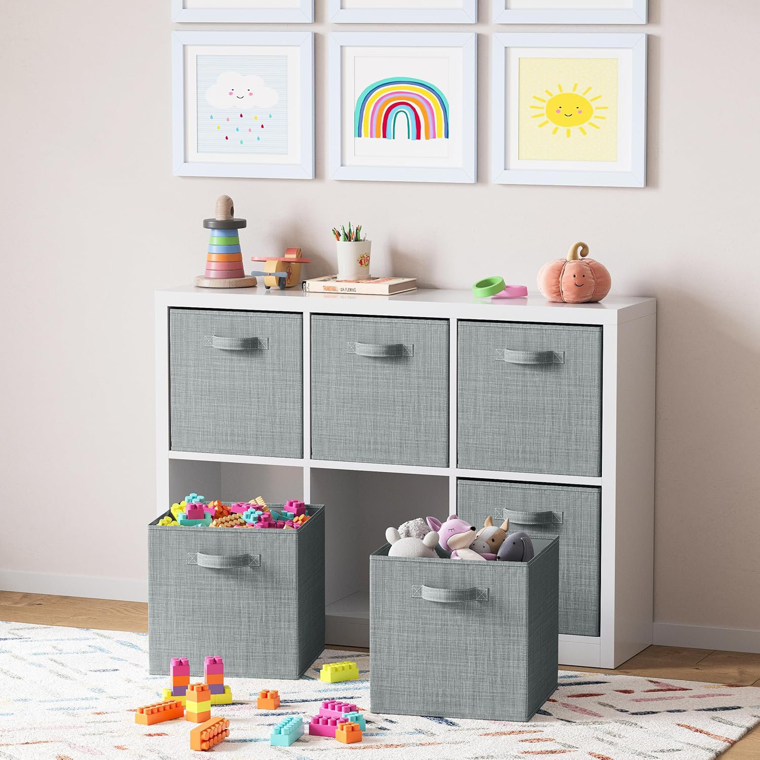 Rebrilliant Fabric Storage Cubes For Cube Organizer - 6 Pack Heavy Duty ...