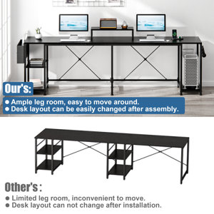 Latitude Run® 95" L-Shaped Desk with Shelves,Corner Computer Desk or 2 ...