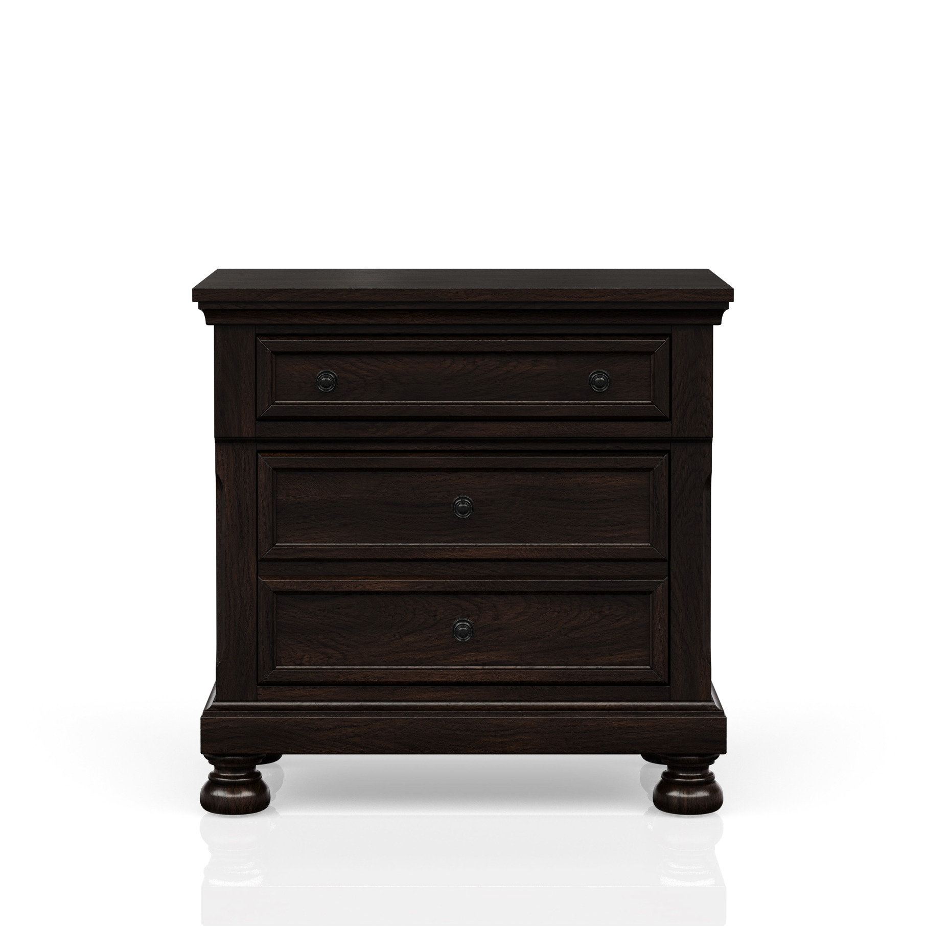 Latitude Run® Classy Dark Cherry Nightstand - Two Drawers Solid Wood ...