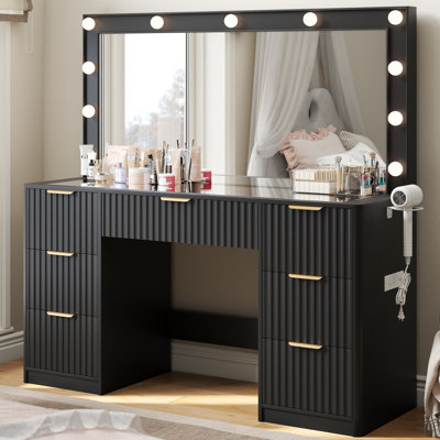 makeup vanity desk black