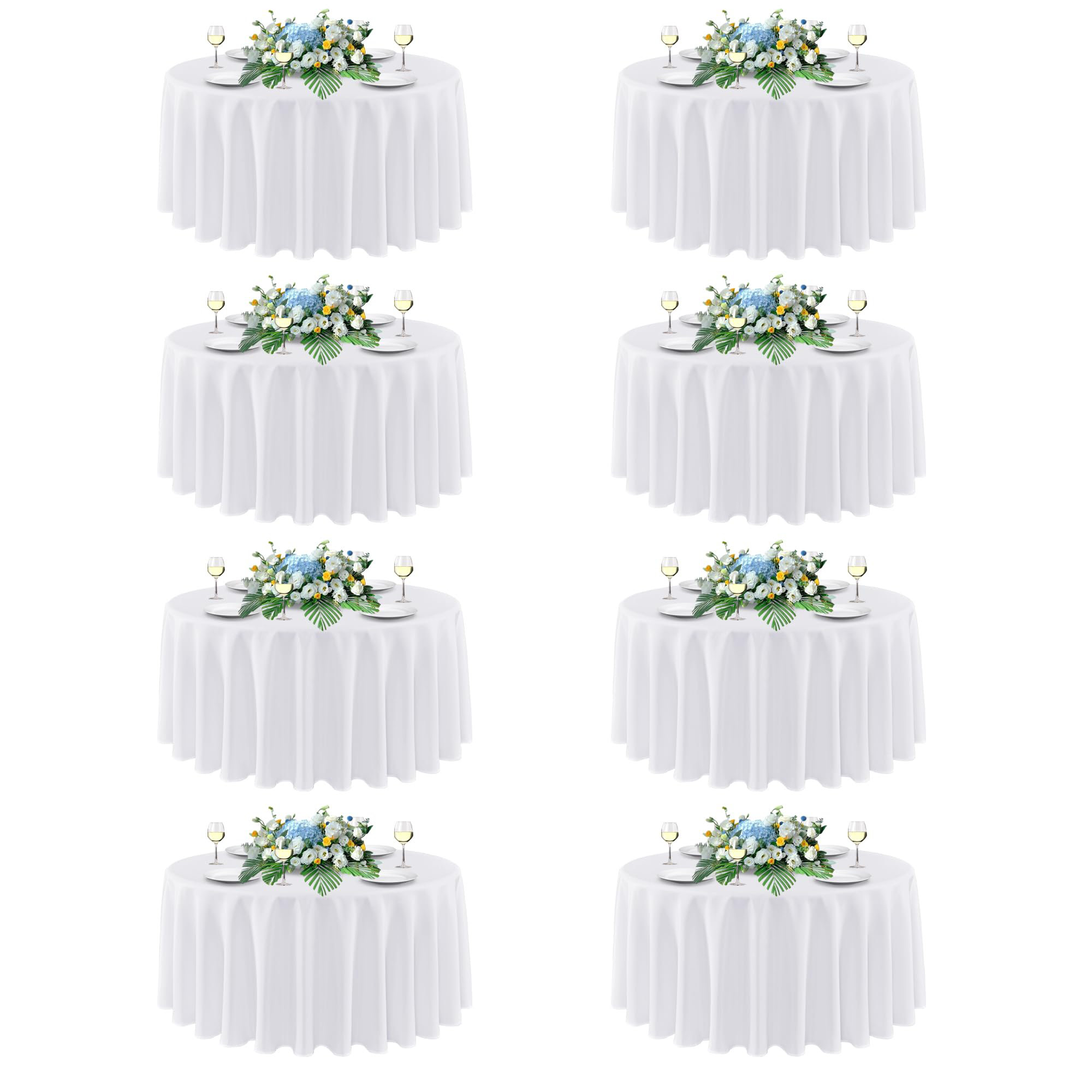 Latitude Run® 90 Inch Round Tablecloth White, 8 Pack - Circle Polyester ...