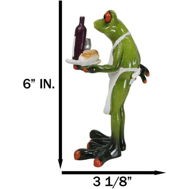 Trinx Green Toad Frog Butler Waiter With Wine Glass Bottle And Bread ...