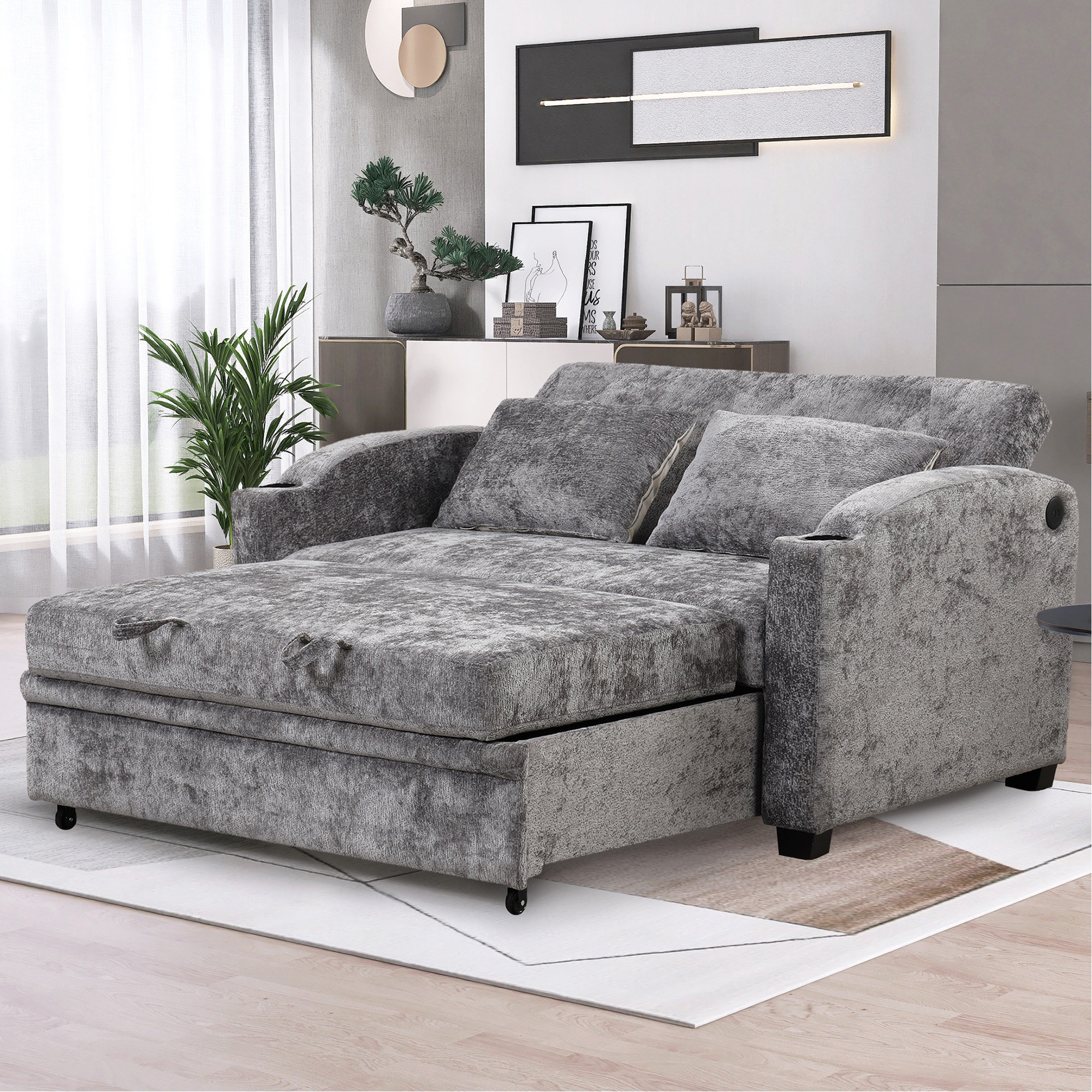 Gracie Oaks Versatile Pull Out Sofa Bed With Multiple Comforts For ...