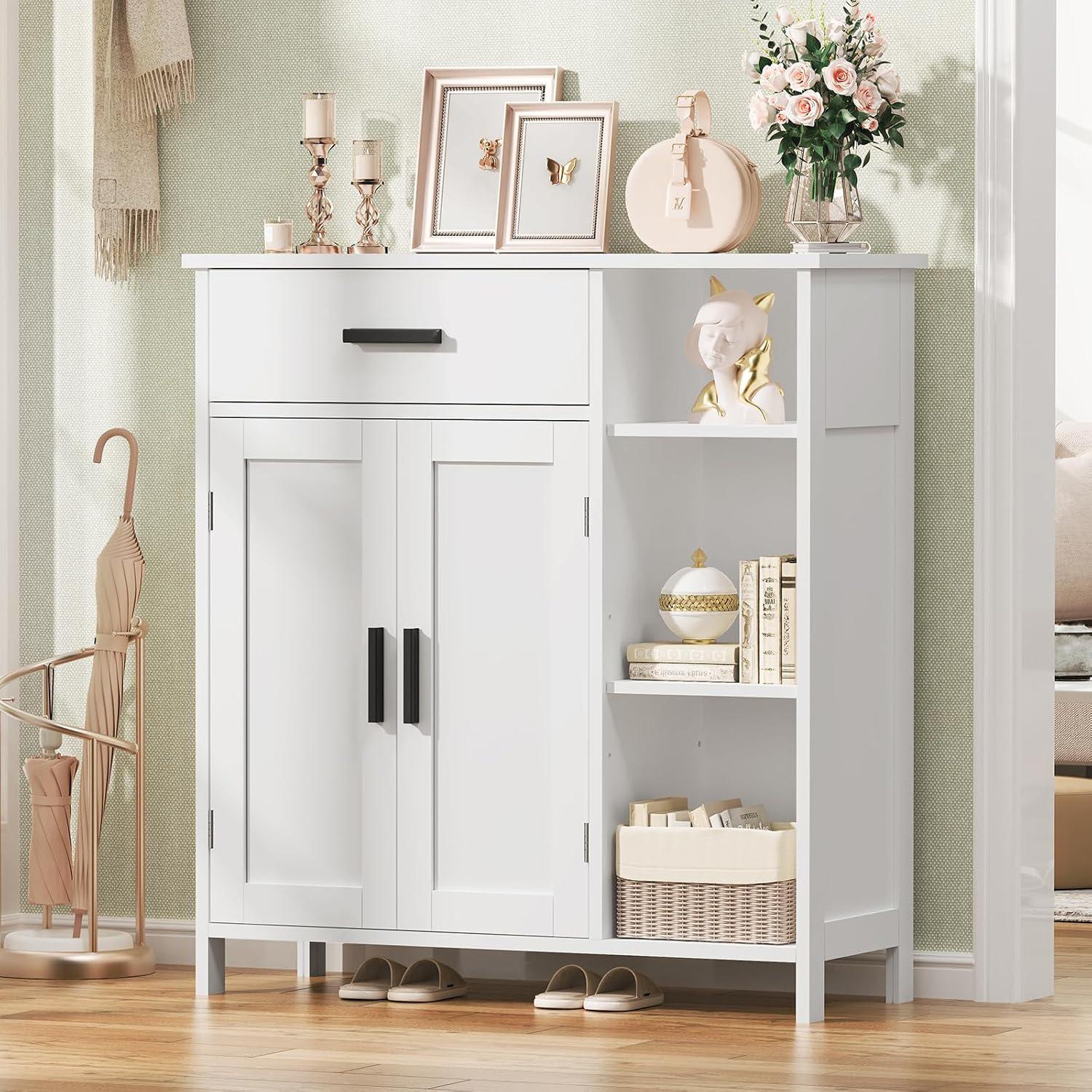 Gracie Oaks Rangement en bois pour armoire de plancher, armoire à café ...