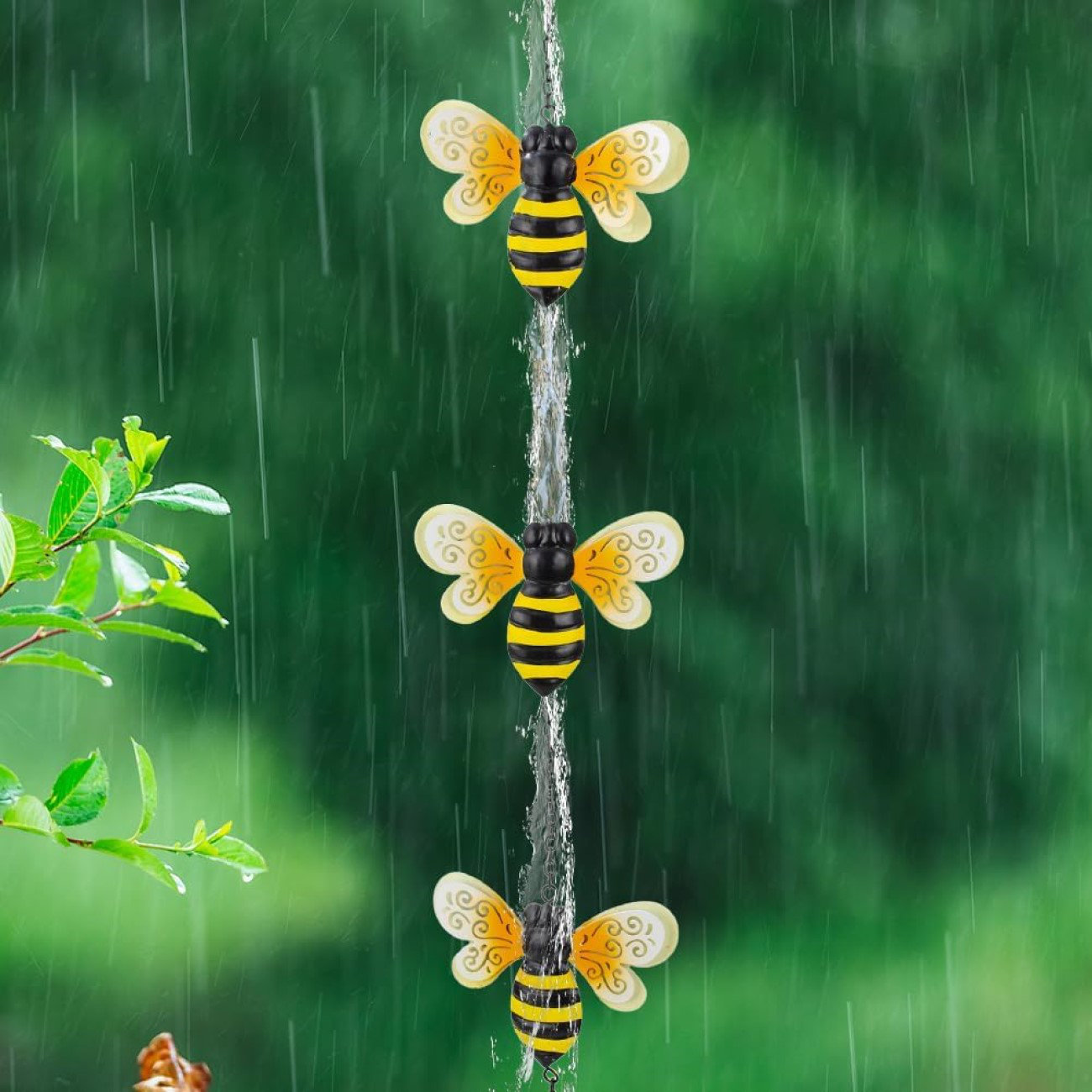 Arlmont & Co. 8.4 FT Rain Chains For Outside Decorative Glow Bee Rain ...