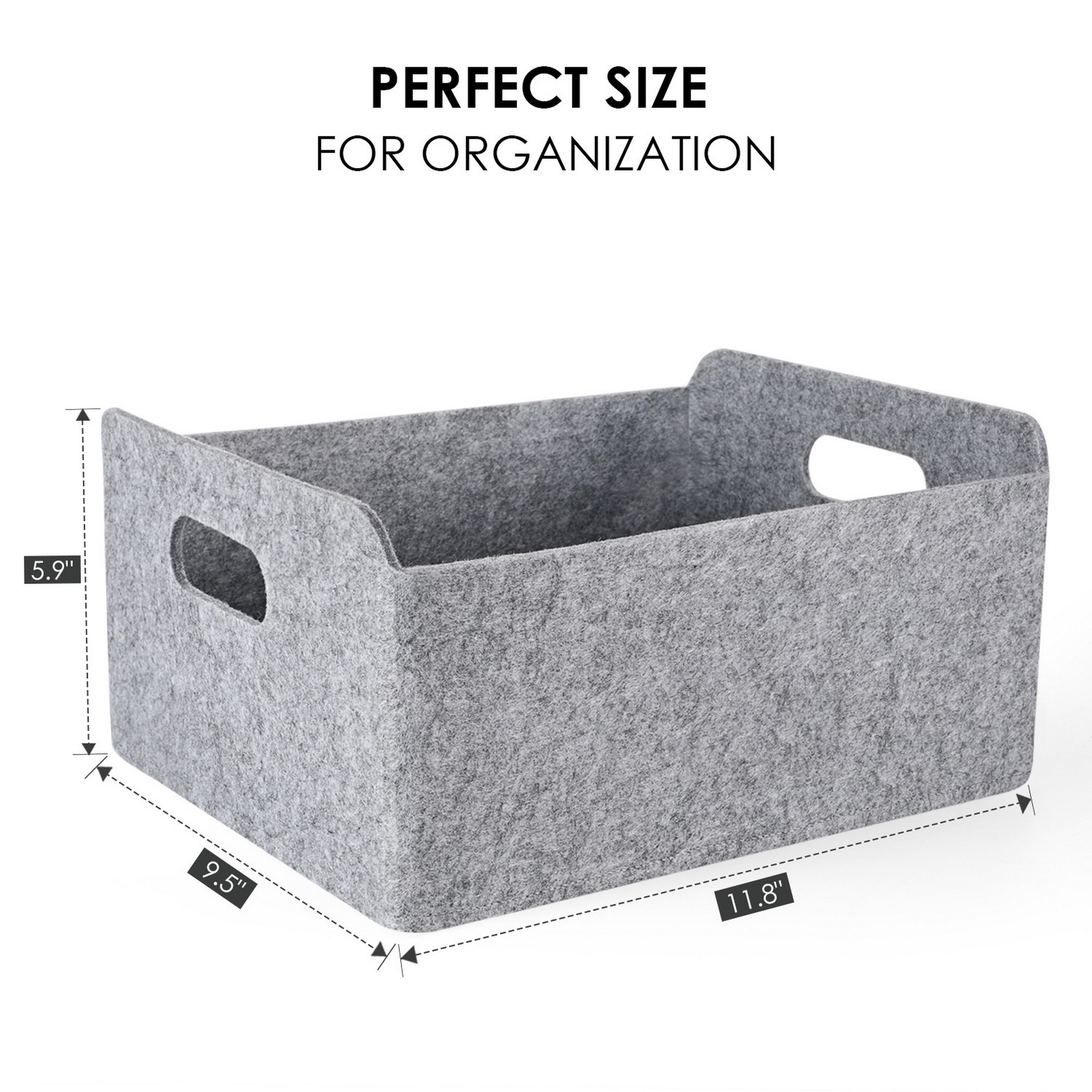 Rebrilliant 3-Piece Collapsible Storage Basket Felt Open Storage Bins ...