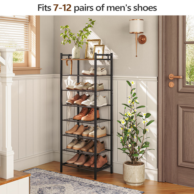 17 Stories 8 Tier 16 Pair Narrow Shoe Rack Shoe Shelf Storage Unit with ...