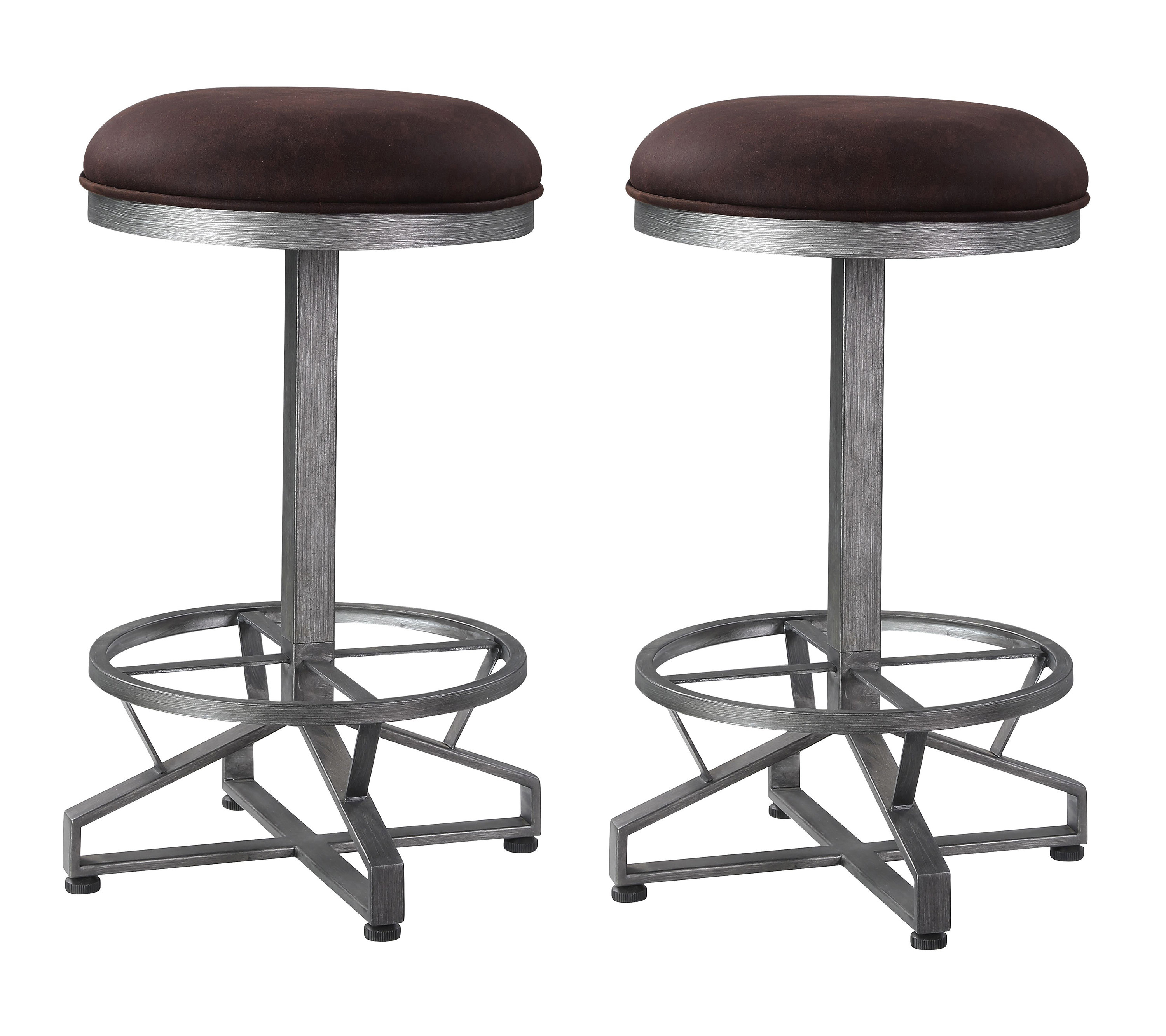 Williston Forge Havery Rustic Brown and Gray Round Counter Height ...