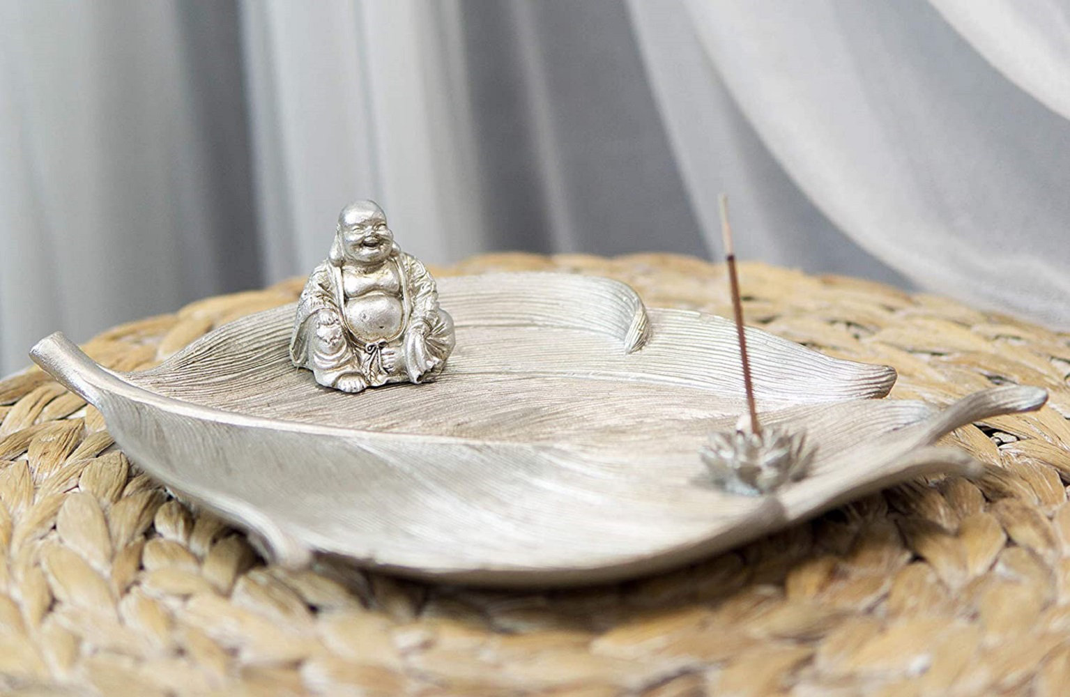 Trinx Anrea Laughing Buddha Sitting On Bodhi Tree Leaf With Lotus ...