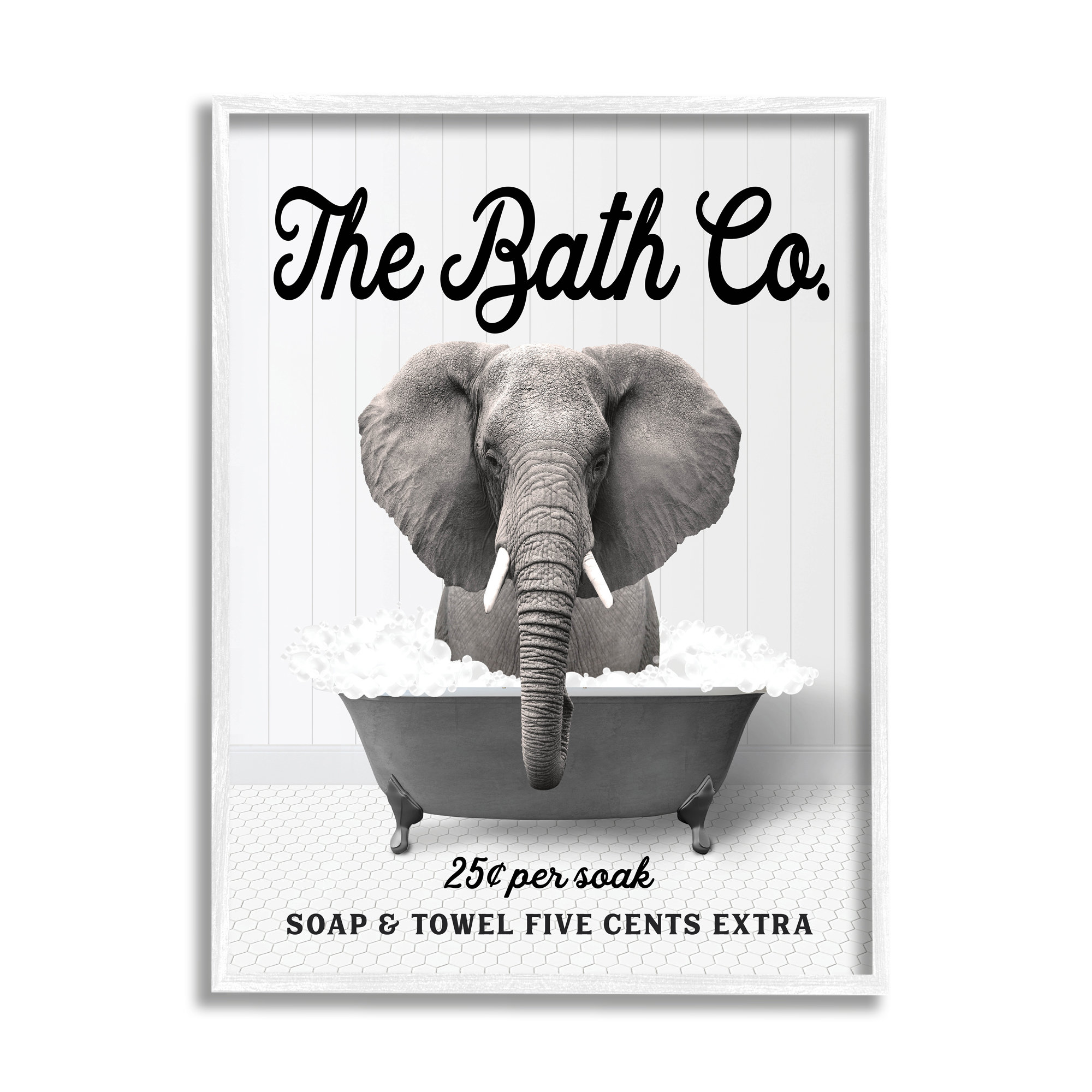 Trinx Vintage Bathtub Elephant Framed Giclee Art Design By Lettered And ...