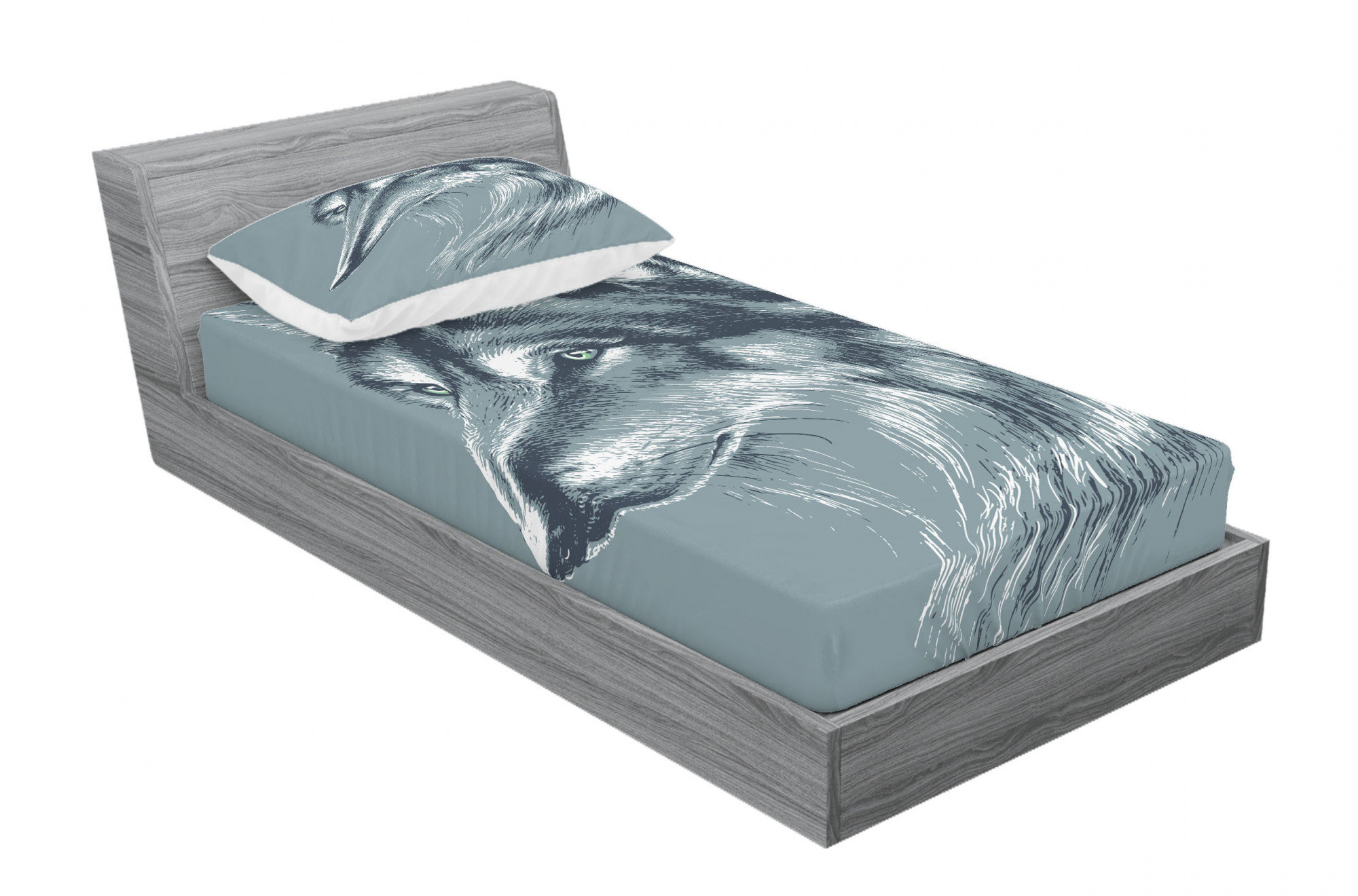 Ambesonne Wild Timber Wolf Portrait Hunter Exotic Creature Mystery ...