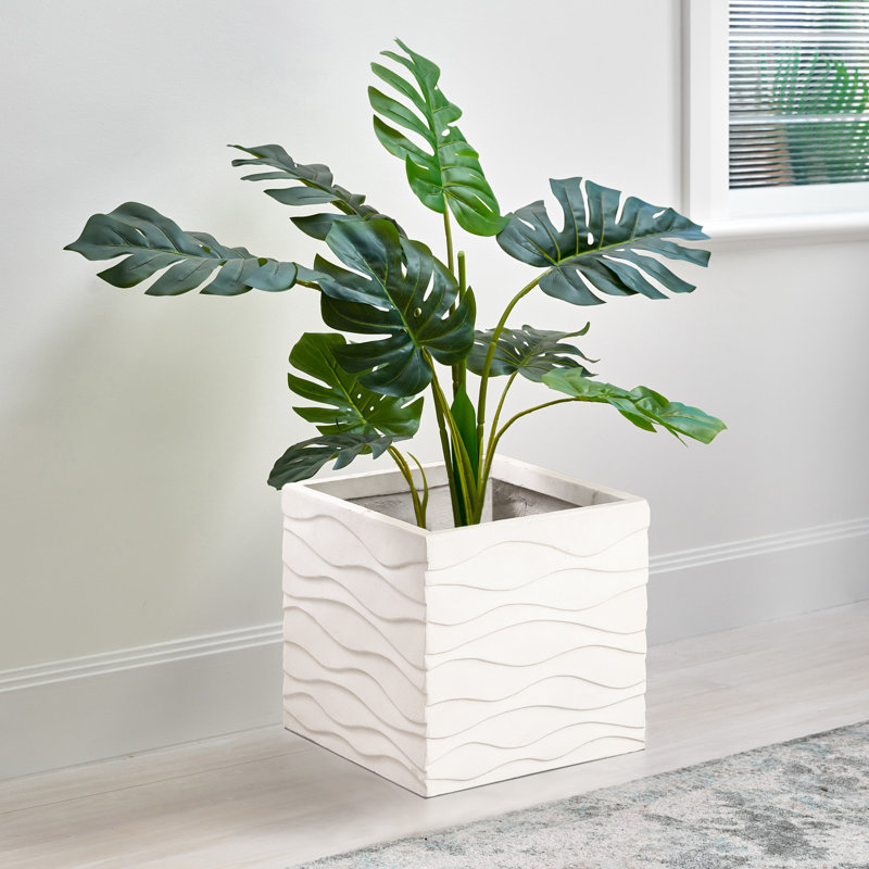 Ivy Bronx Handmade White Wavy Pot Planter Box "& Reviews" | Wayfair