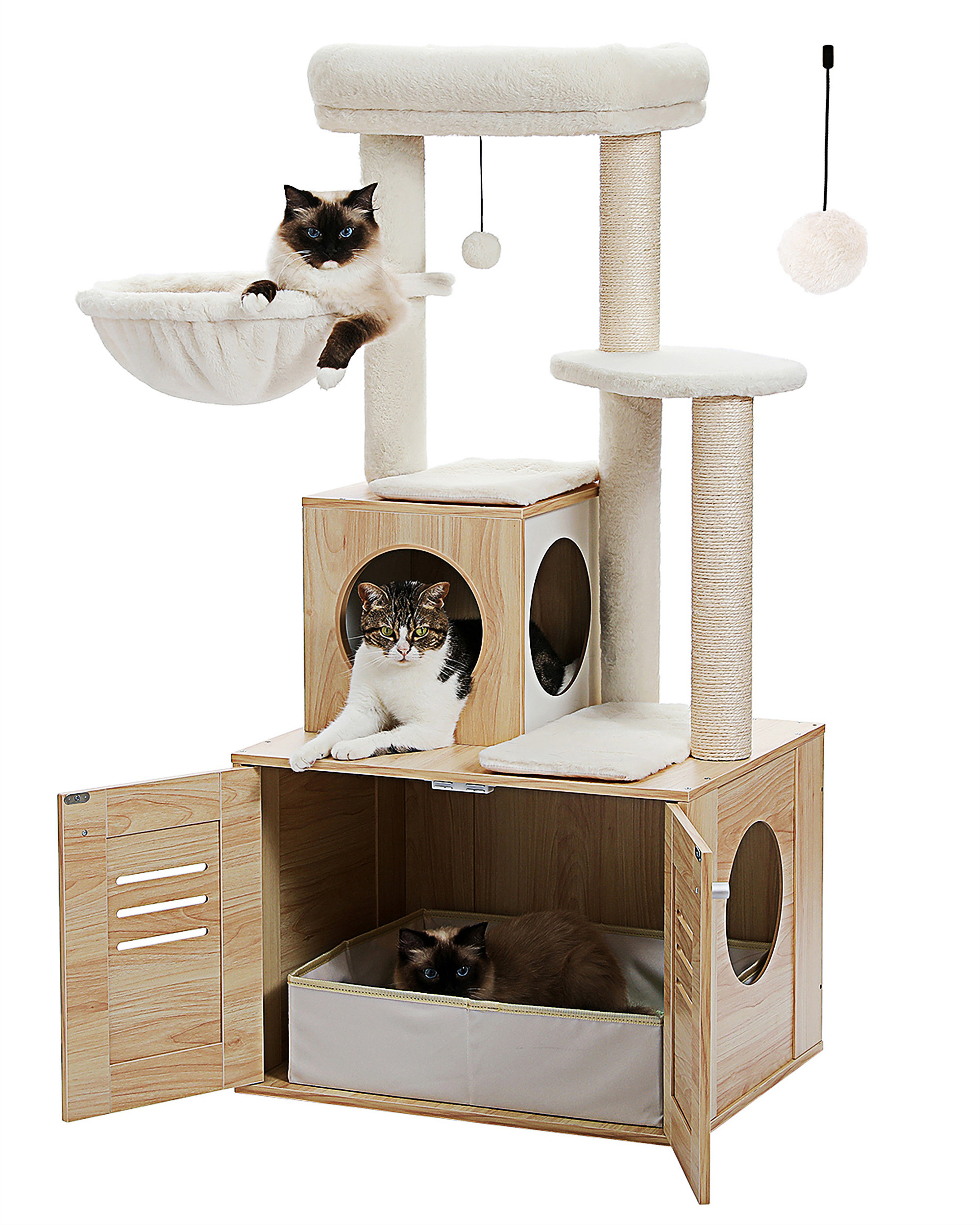 Tucker Murphy Pet™ Wood Cat Condo With Litter Box Included-Modern Cat ...