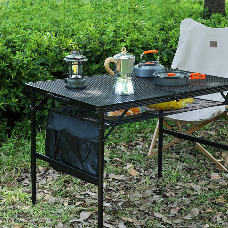 Arlmont & Co. Folding Grill Table, 3x2 FT Portable Camping Table ...