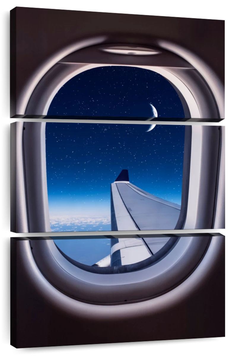Ebern Designs Mehar Aircraft Window View Of Wing And Night Sky | Wayfair