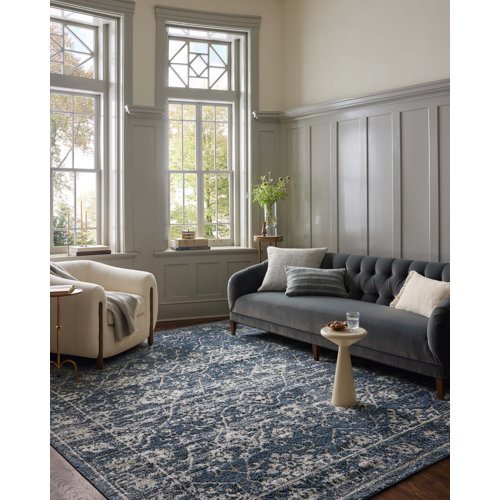 Magnolia Home by Joanna Gaines x Loloi Gigi Navy / Stone Area Rug ...