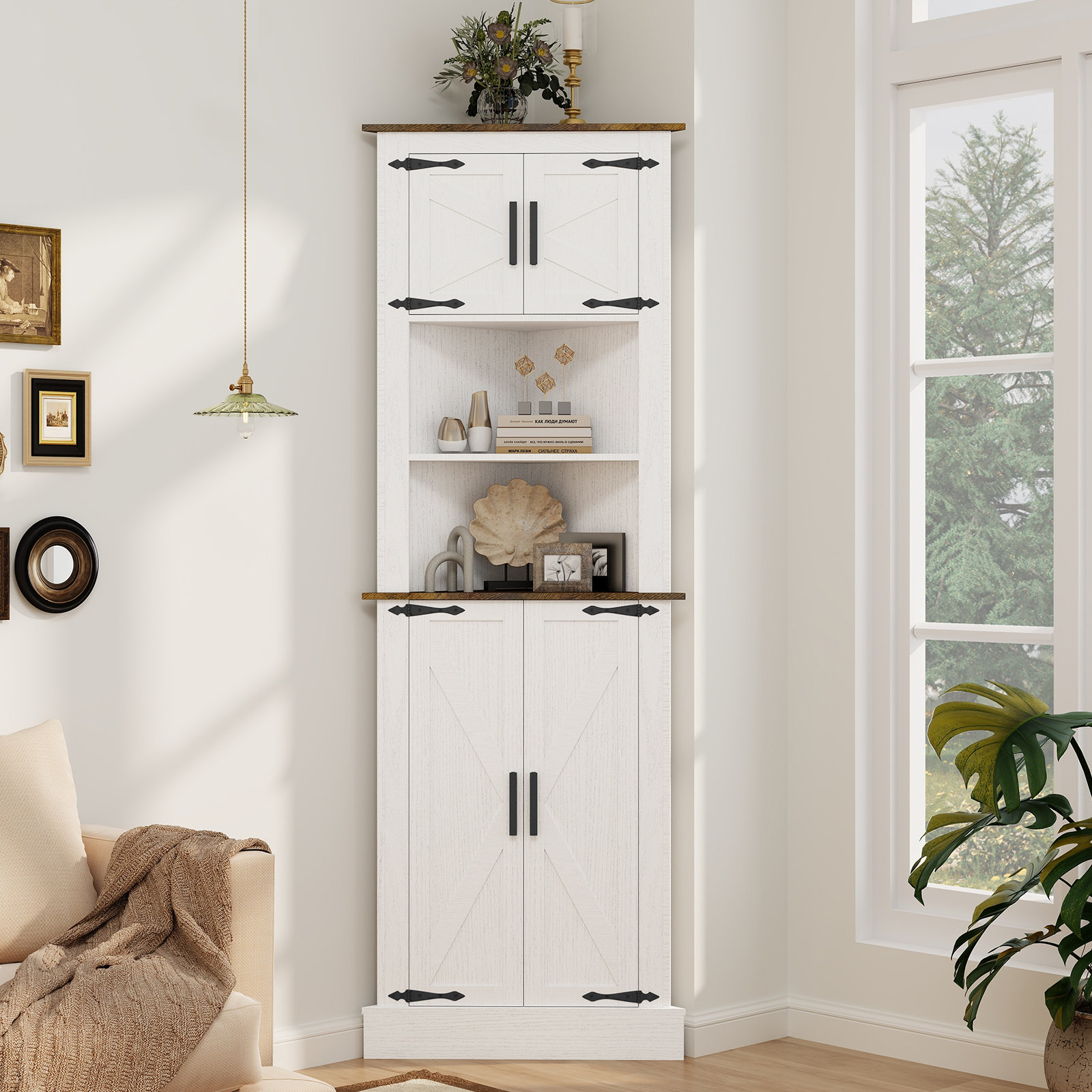 Ebern Designs 5-tier Kitchen Pantry Adjustable Storage Corner Cabinet ...